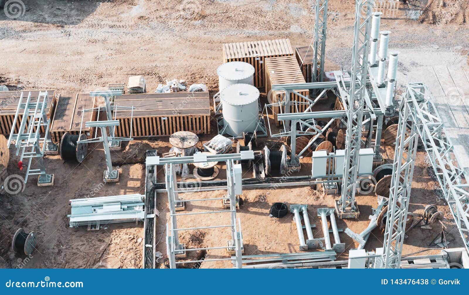 Construction of a New Electrical Substation is a Top View Stock Photo ...