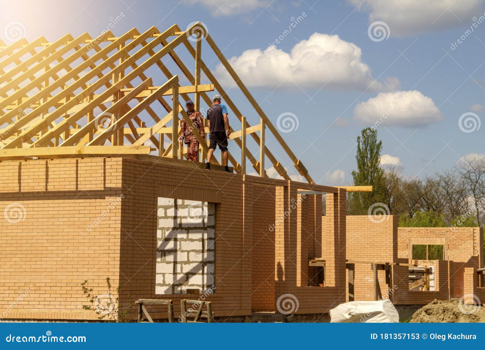 Construction of a New European-style House. Fragment of a New European ...