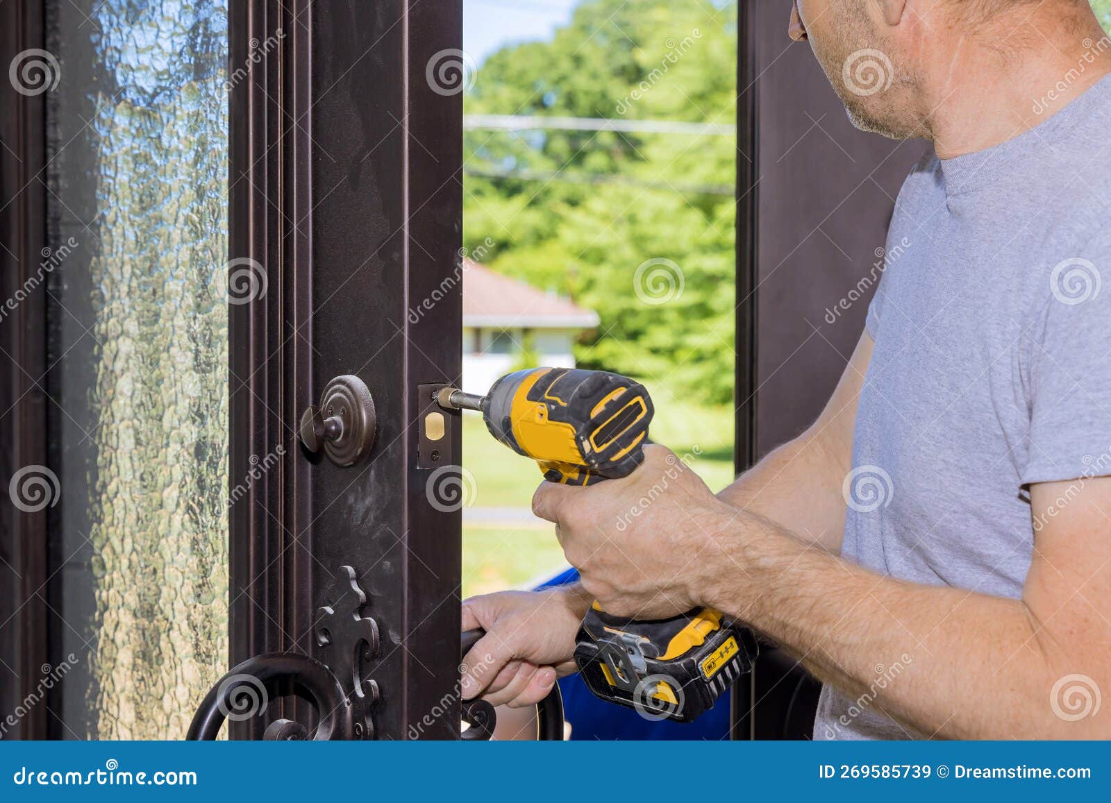 During the Construction of the New Home, a Carpenter Worker Installs a ...