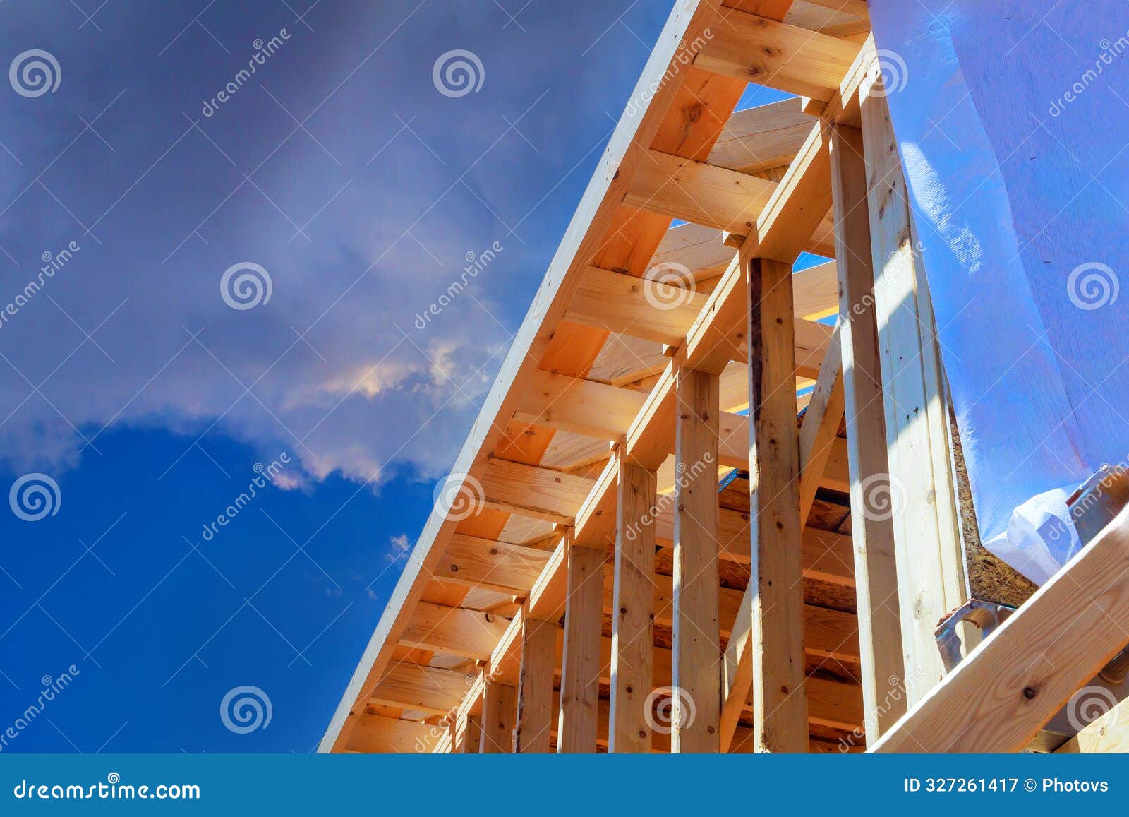 During Construction of a New Home, Wooden Frame Beams are Used To ...