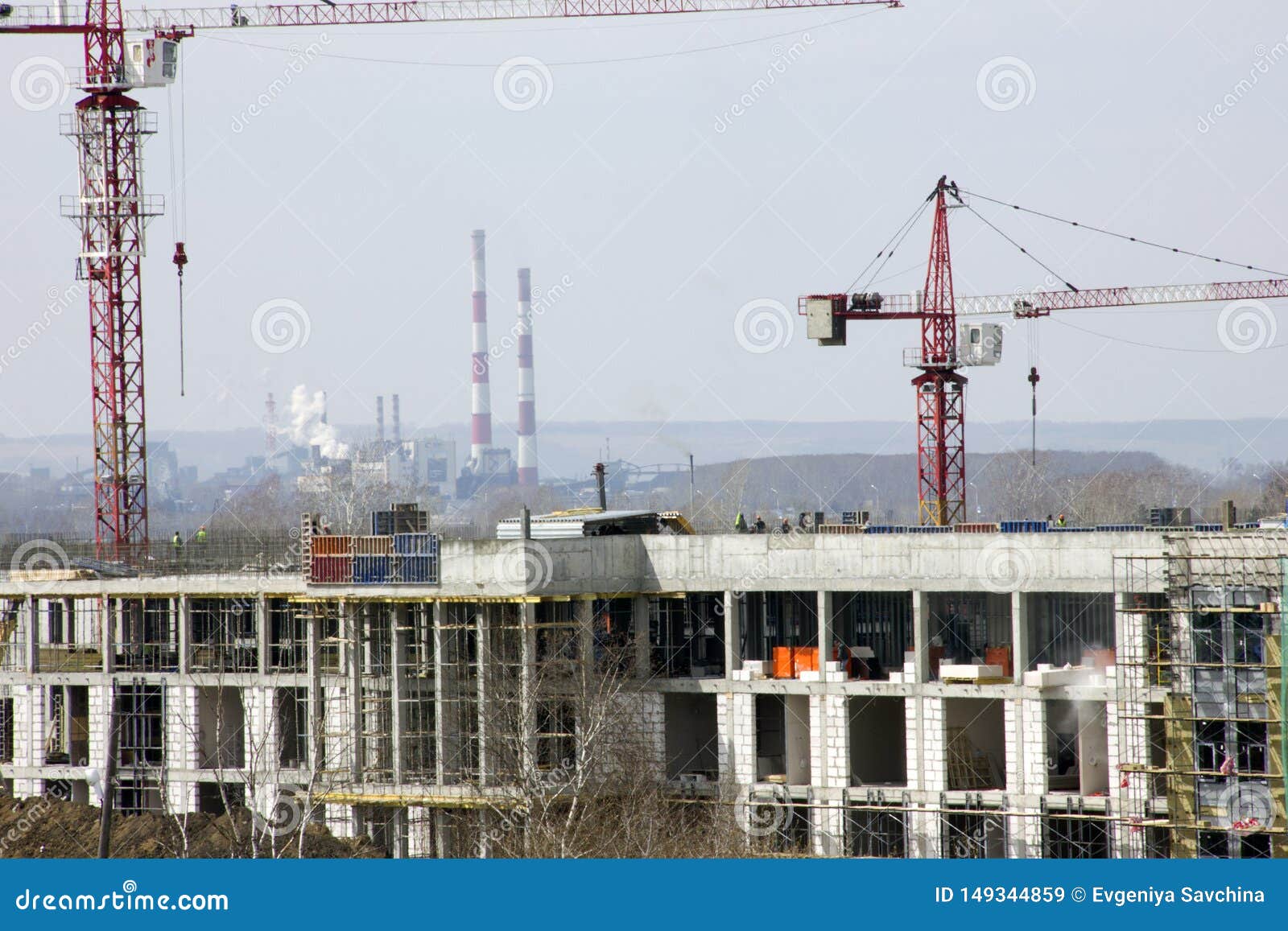 Construction of New Homes. Construction Equipment in the Spring Stock ...