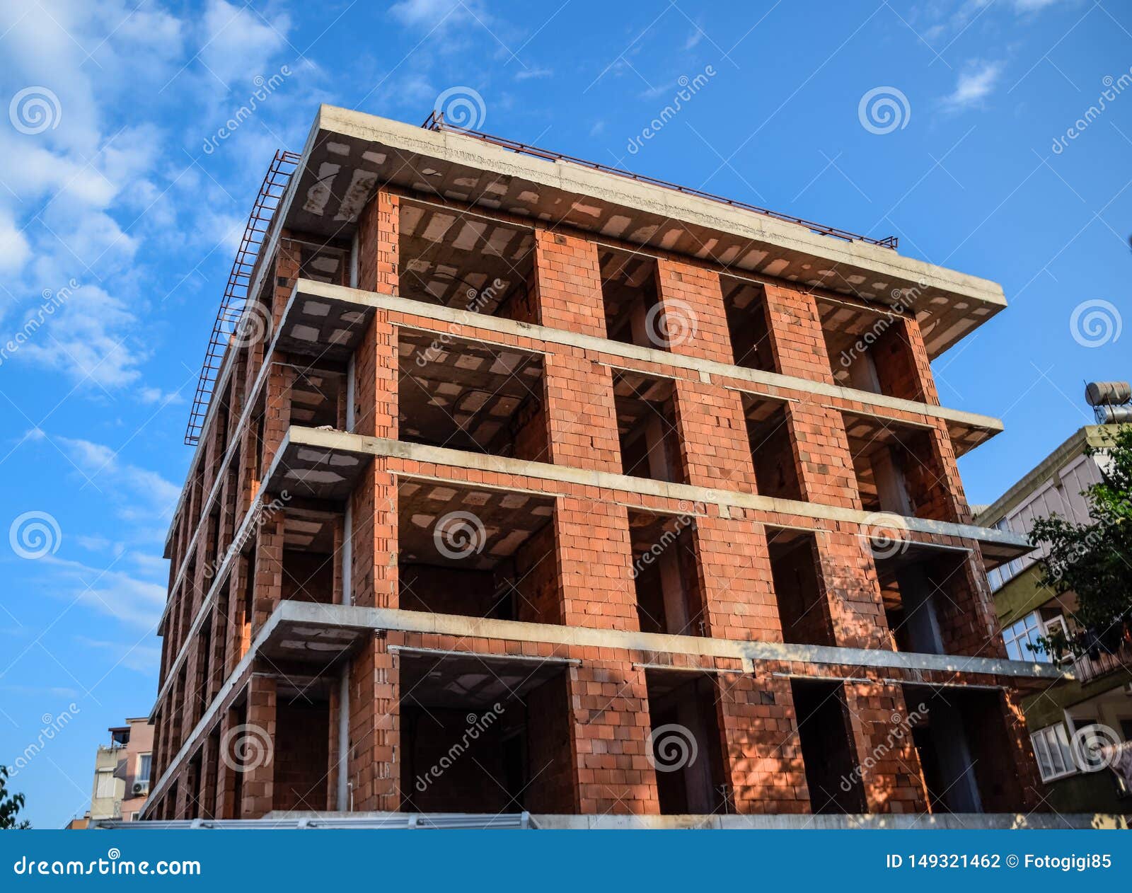 Construction of a New House of Bricks. High Rise Construction. Stock ...