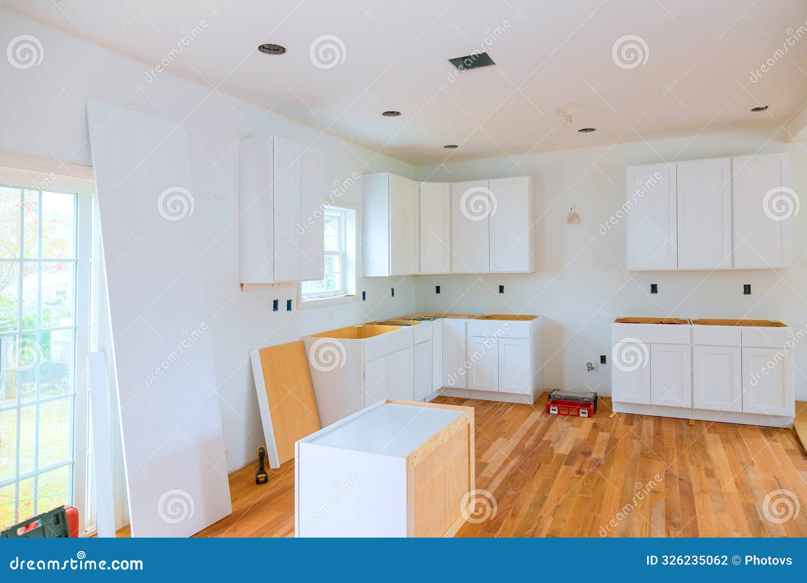 During Construction of a New House, Custom Kitchen Cabinets are ...