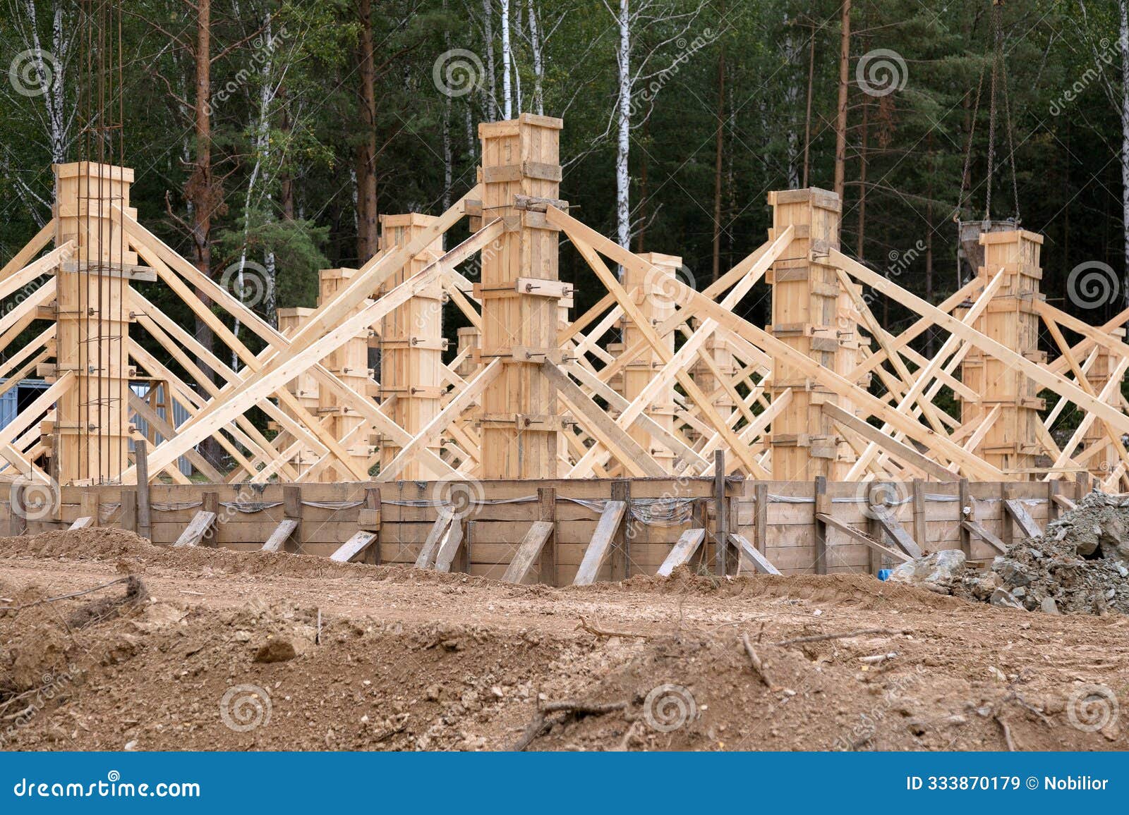Construction of a New House in the Forest Stock Image - Image of ...