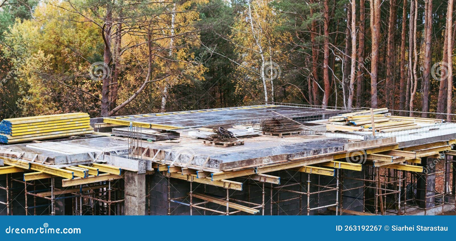 Construction of a New House in the Forest Stock Image - Image of ...