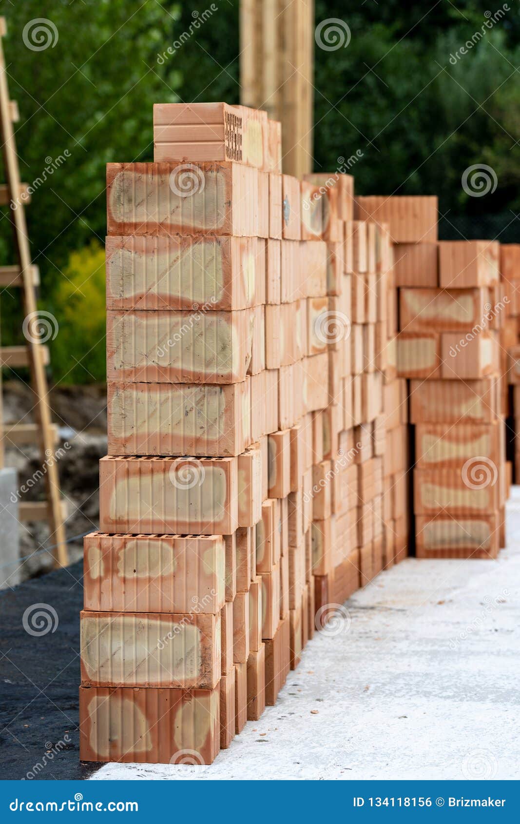 Construction of New House. Vertical Photo Red Rectangular Brick Lay in ...