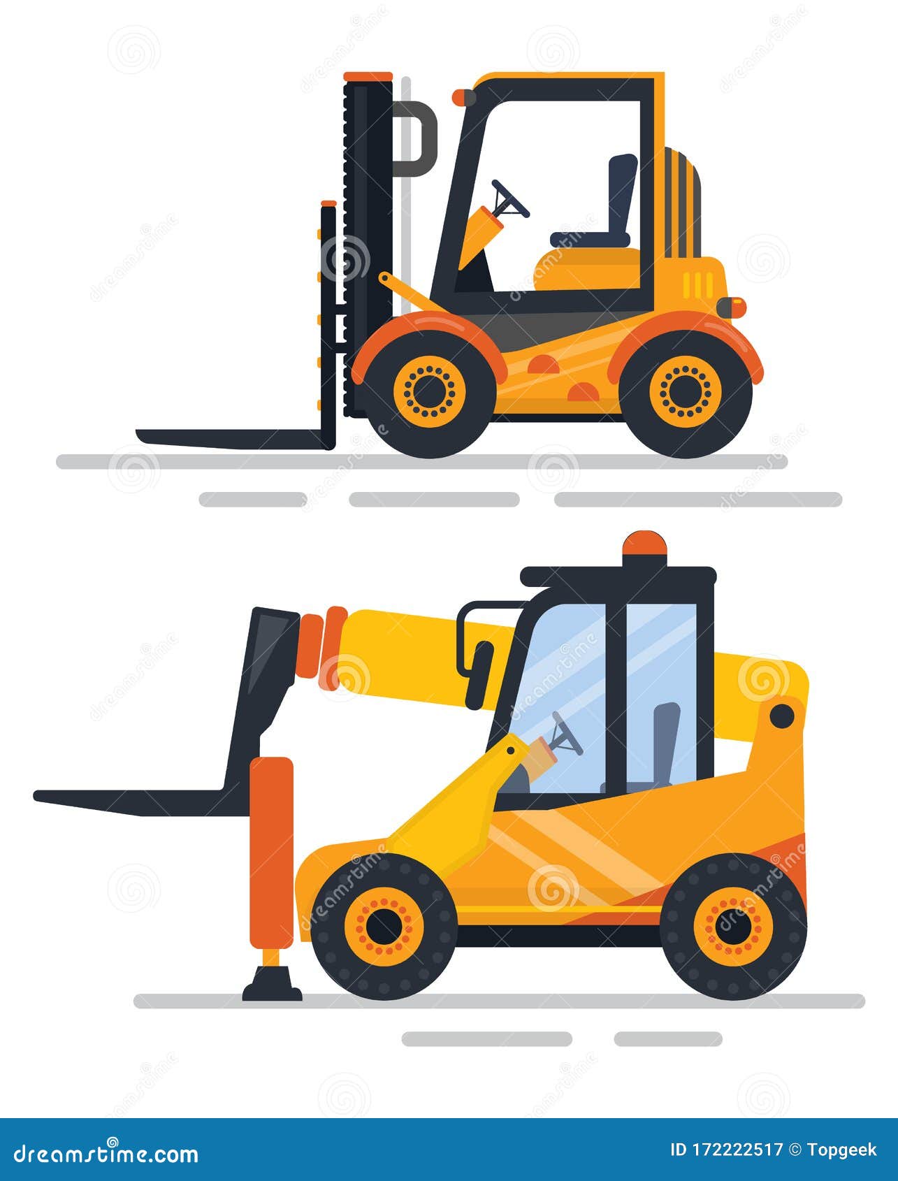 Machinery Used in Working Process of Constructing Stock Vector ...