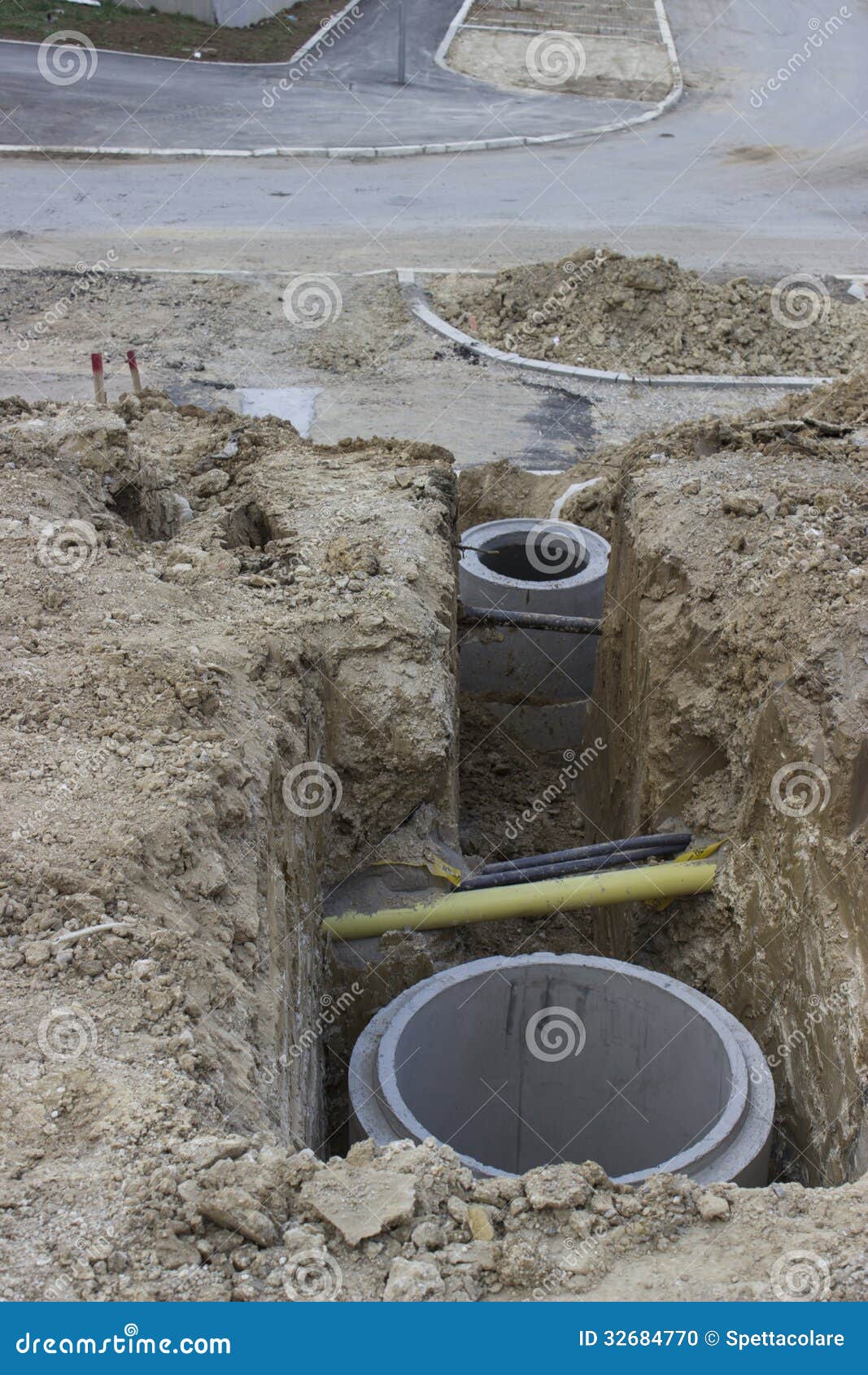 Construction of a New Manholes 2 Stock Photo - Image of sewer ...
