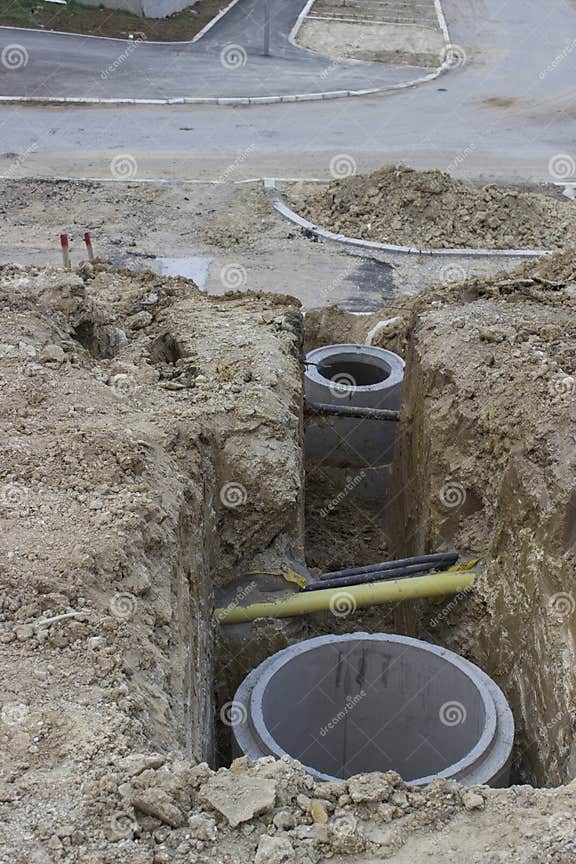 Construction of a New Manholes 2 Stock Photo - Image of sewer ...