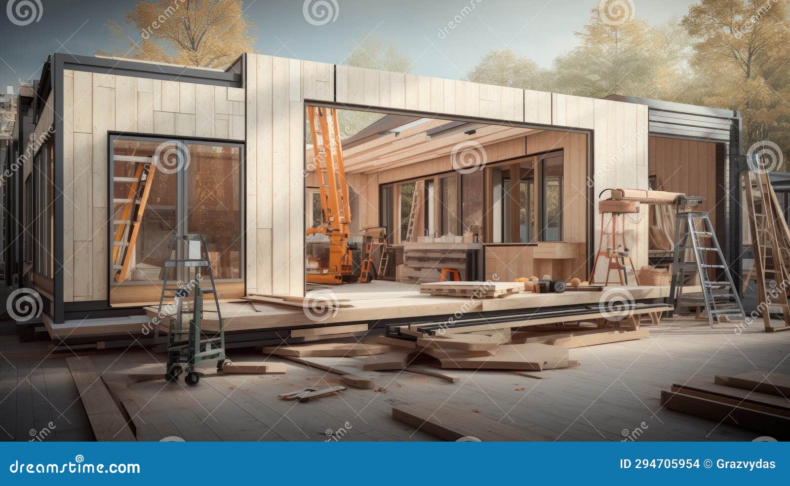 Construction of New and Modern Prefabricated Modular House from Wood ...
