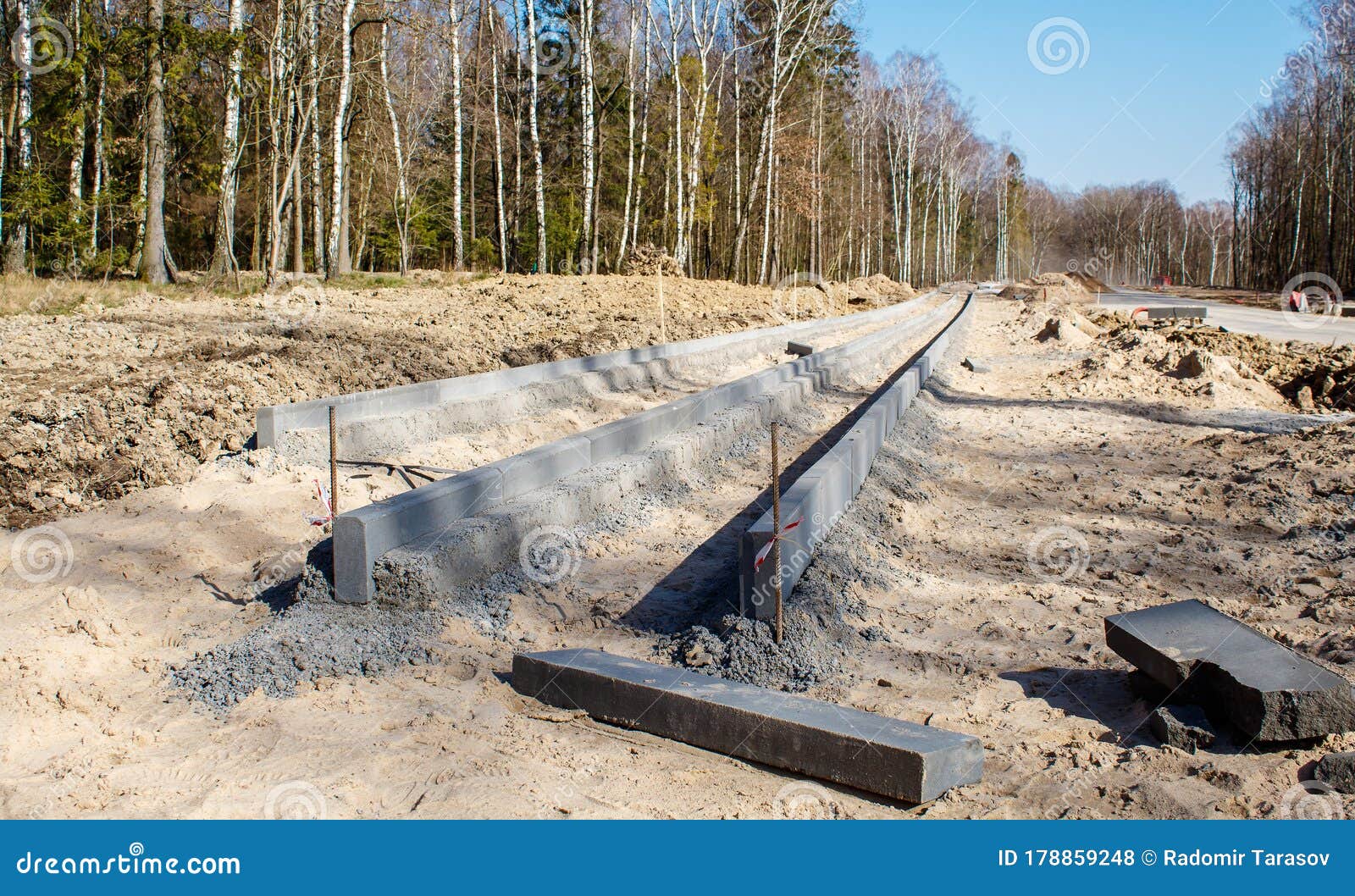 Construction of a New Modern Road Stock Photo - Image of equipment ...
