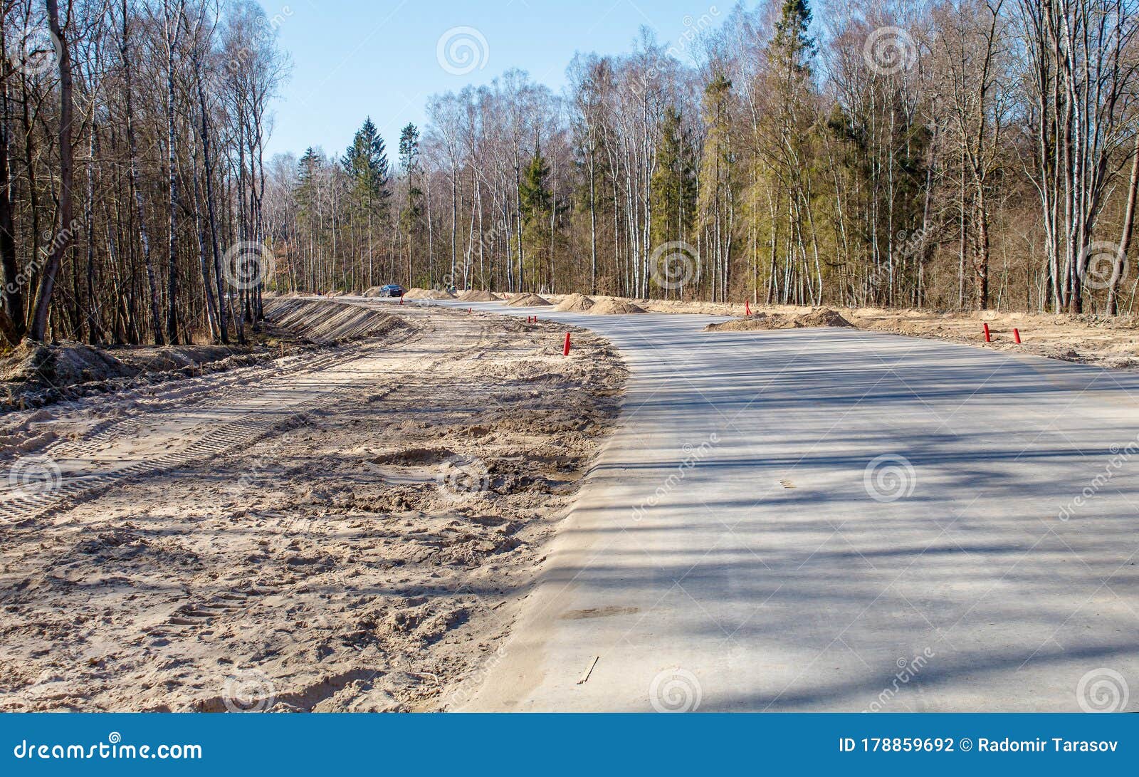 Construction of a New Modern Road Stock Photo - Image of line ...