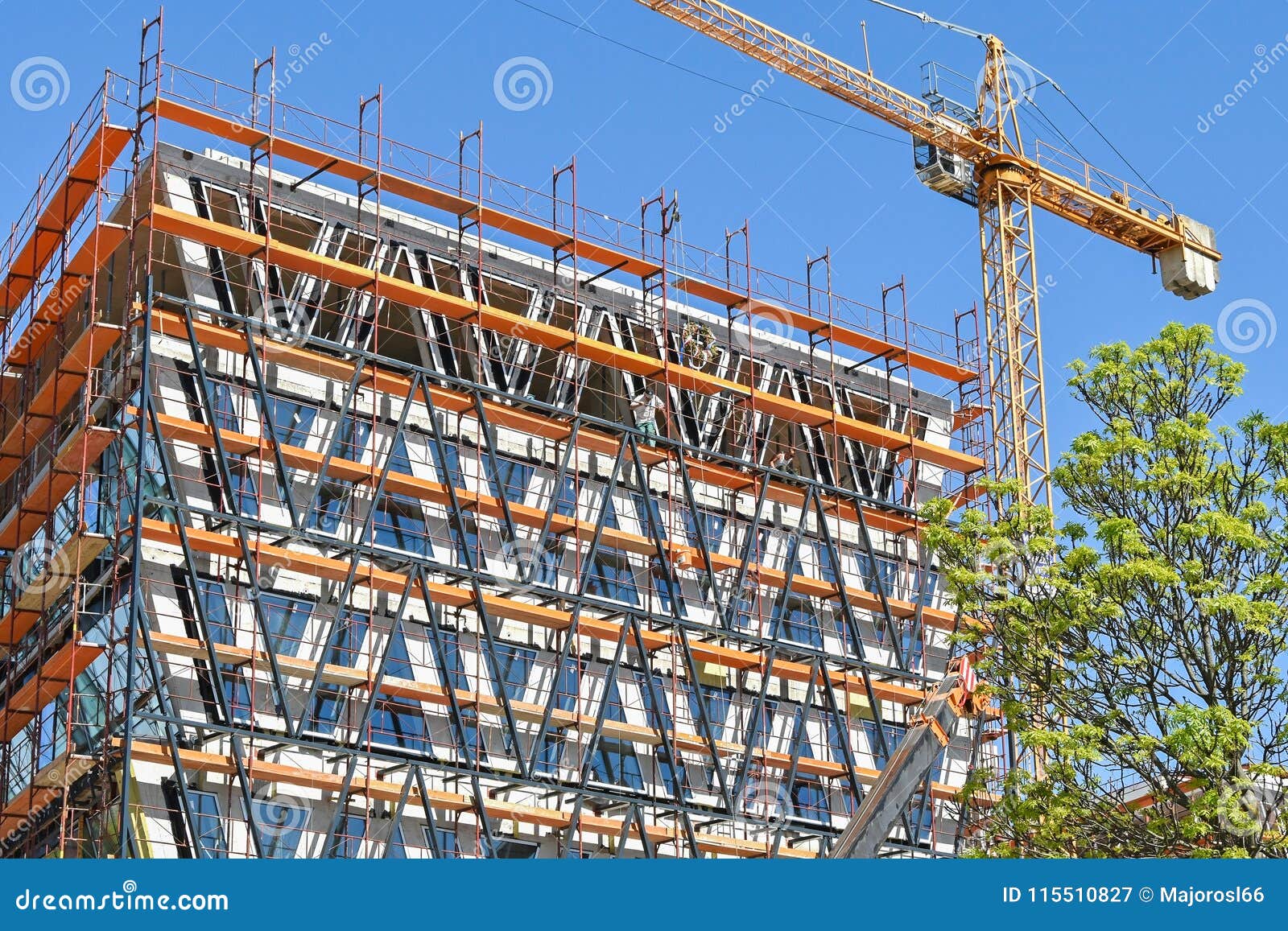 Construction of a New Office Building Stock Image - Image of wall ...