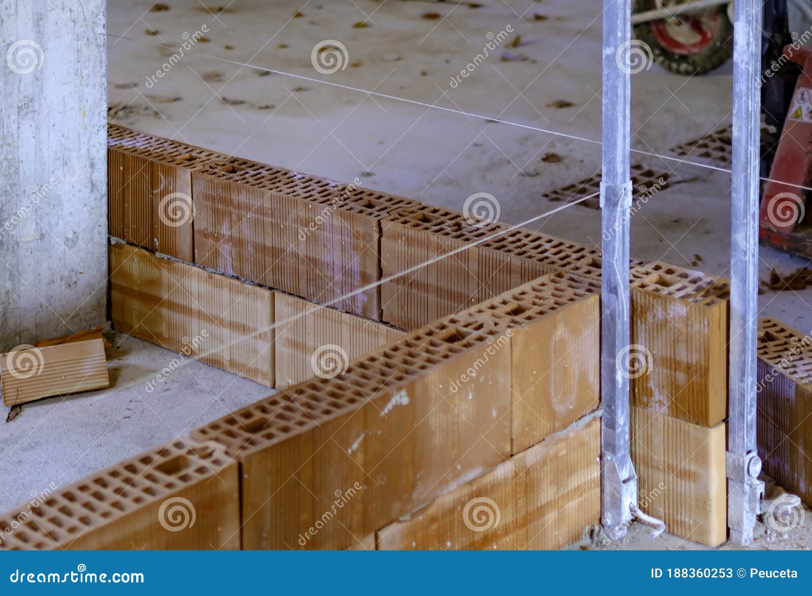 Construction of New Partitioning Walls with Thermo-brick Blocks. Stock ...