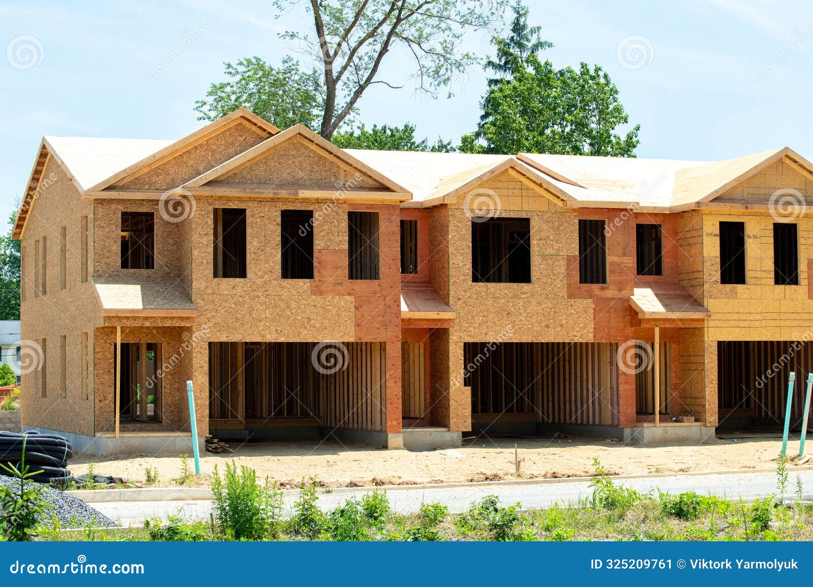 Construction of a New Plywood Apartment Stock Image - Image of complex ...