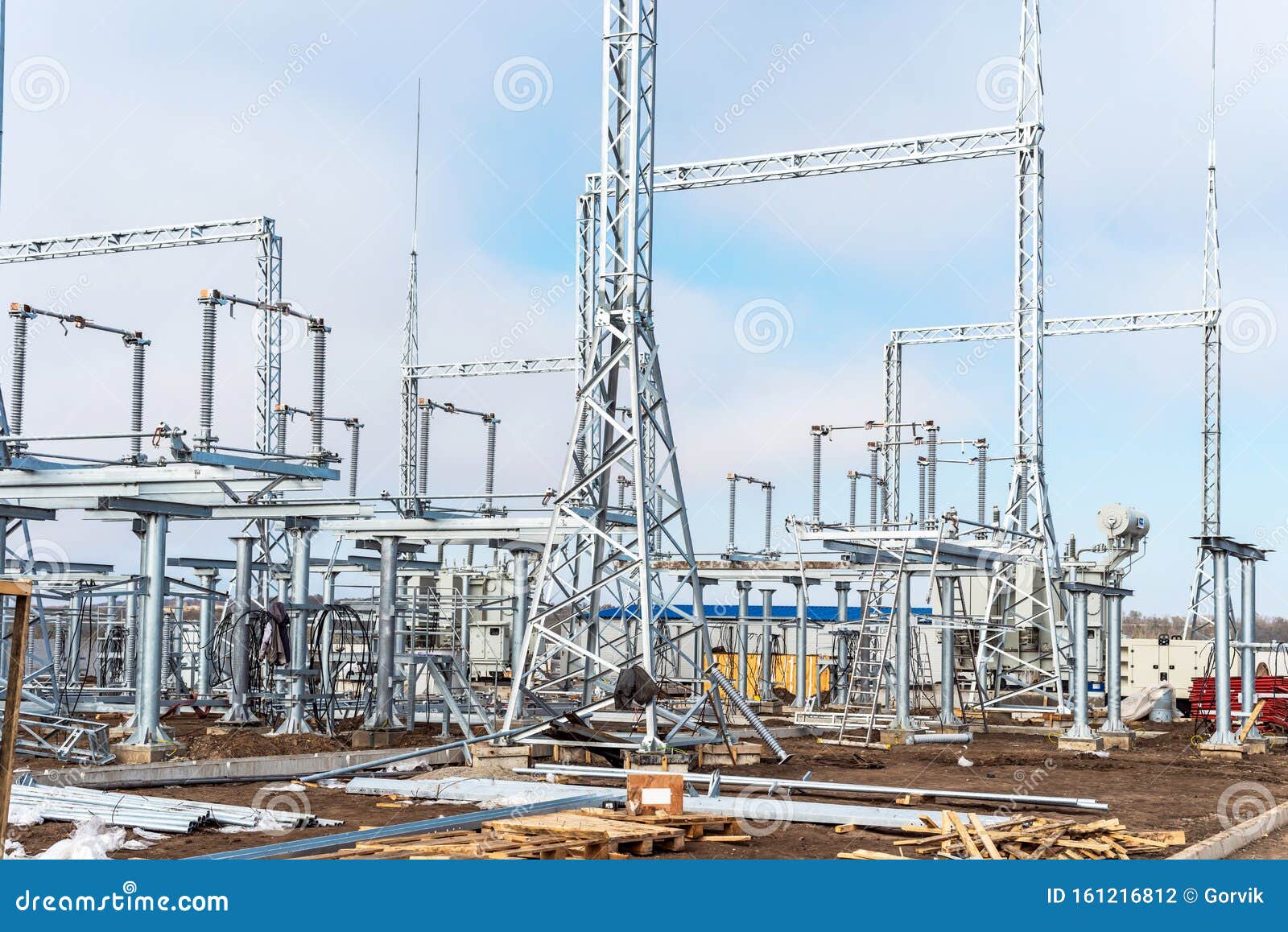 Construction of a New Power Substation Stock Photo - Image of ...