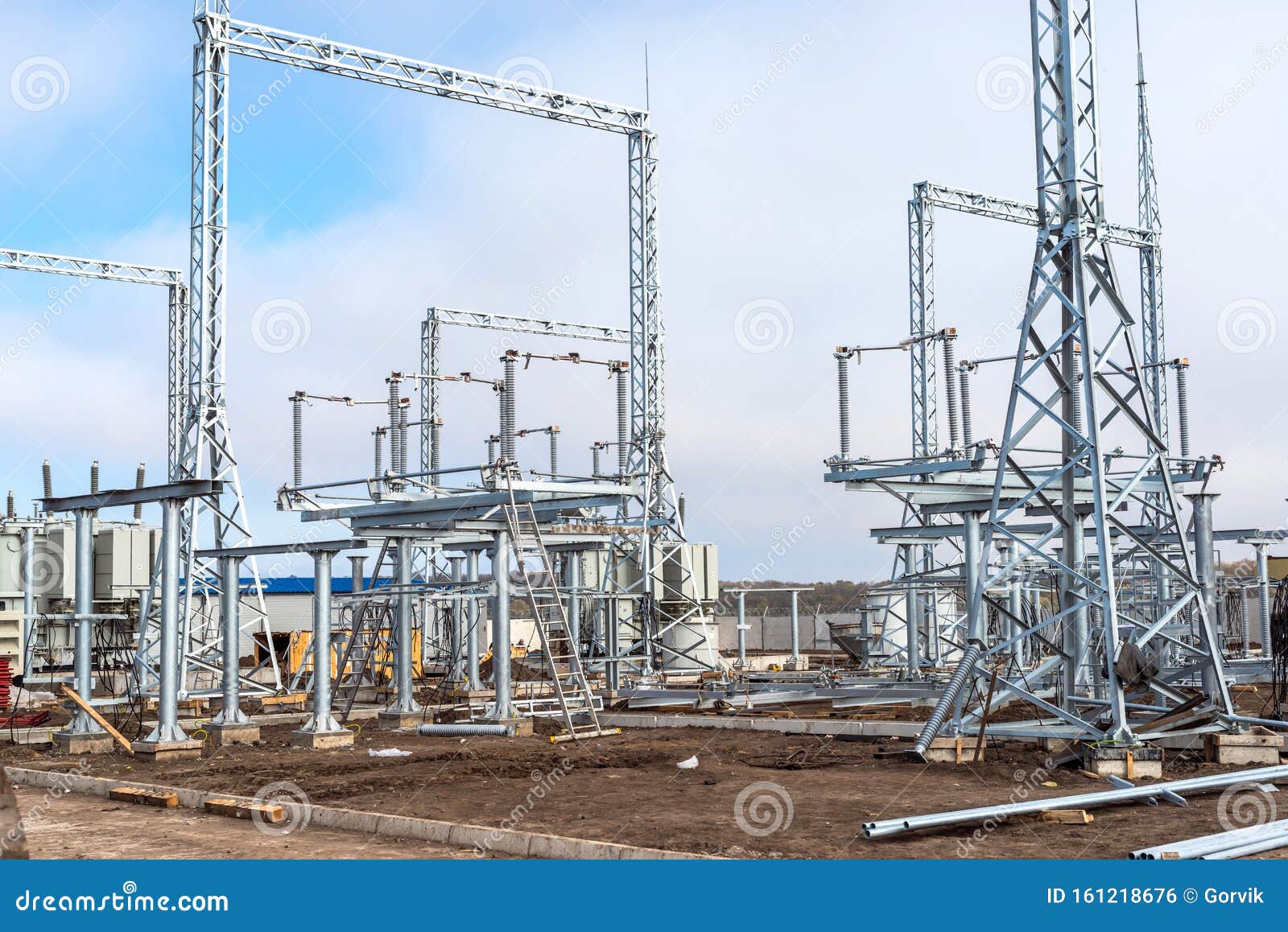 Construction of a New Power Substation Stock Photo - Image of ...