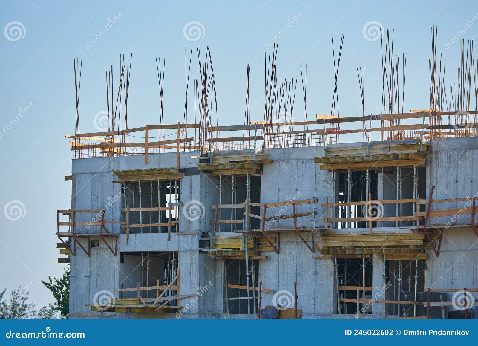 Construction of a New Reinforced Concrete Building Stock Photo - Image ...