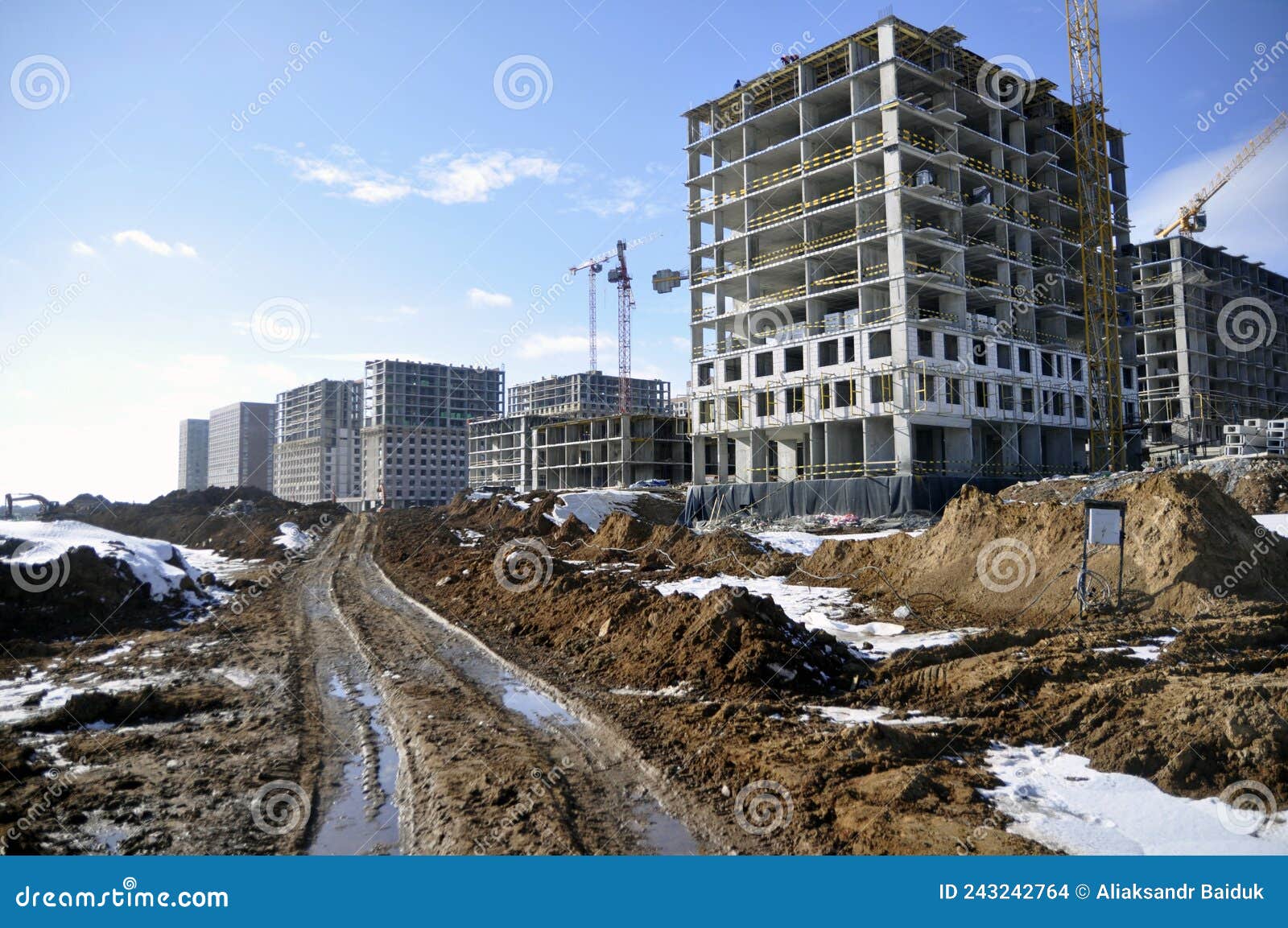 Construction of a New Residential Area. Ground Access Road Stock Photo ...