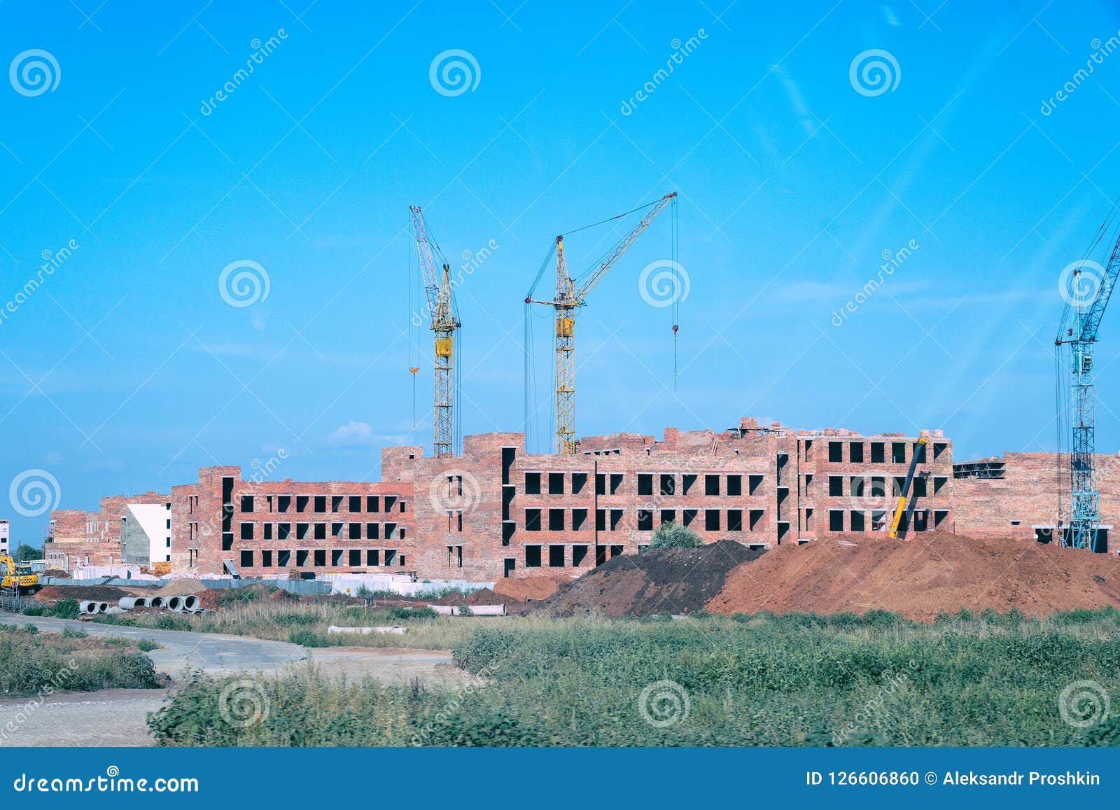 Construction of a New Residential Complex Stock Photo - Image of crane ...