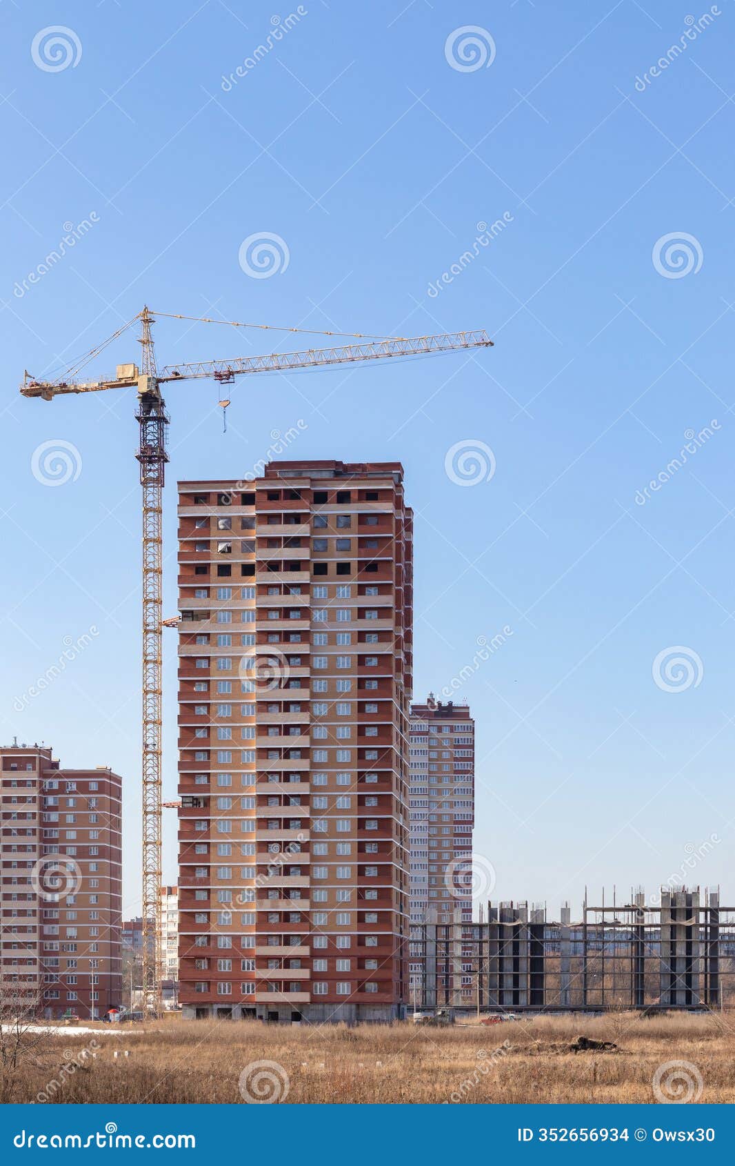 Construction of a New Residential Complex. Construction Cranes are ...