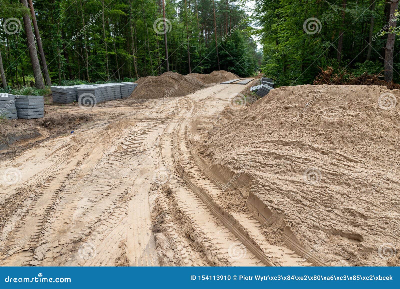 Construction of a New Road from Concrete Slabs. Setting a New Route in ...