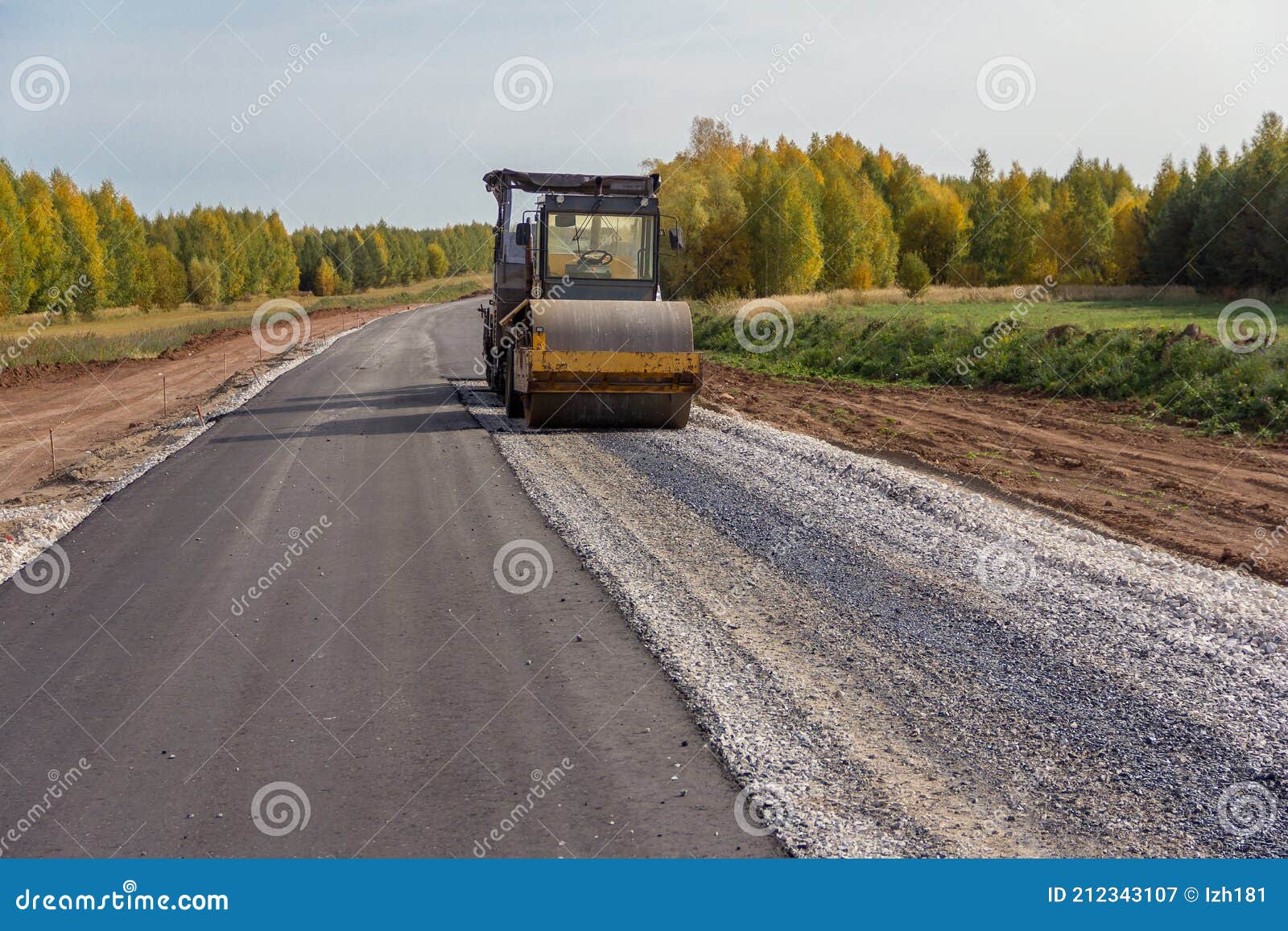 Construction of a New Road. Construction Stage. Road Pavement Layers ...