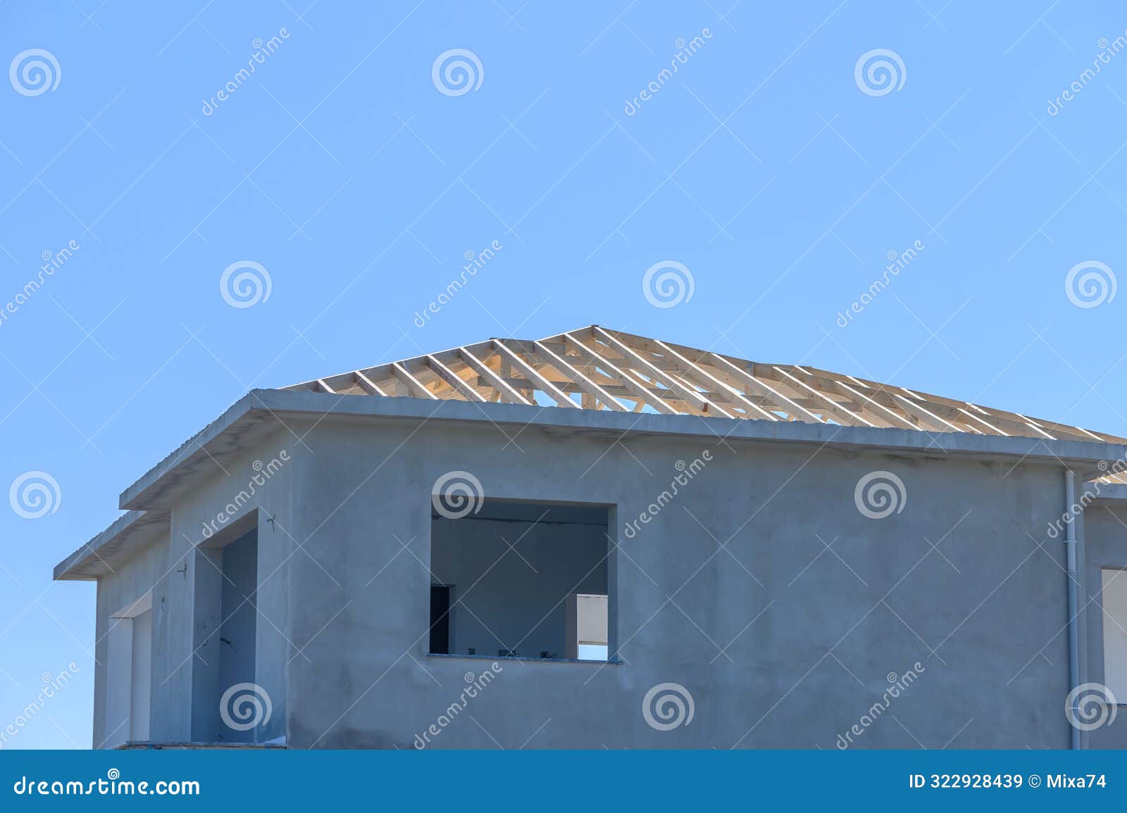 Construction of a New Roof on a House 1 Stock Image - Image of ...