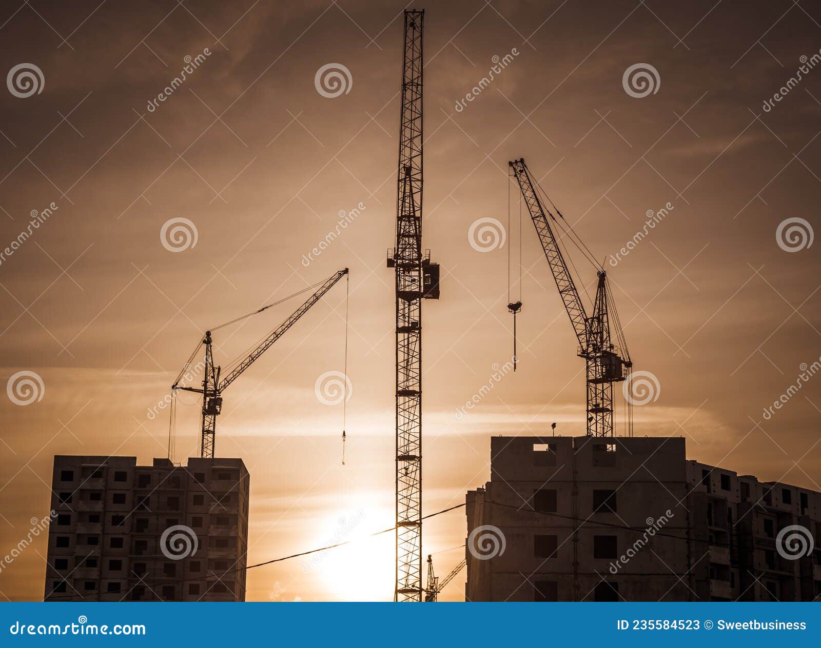 Construction of New Skyscraper and Building Crane Stock Image - Image ...