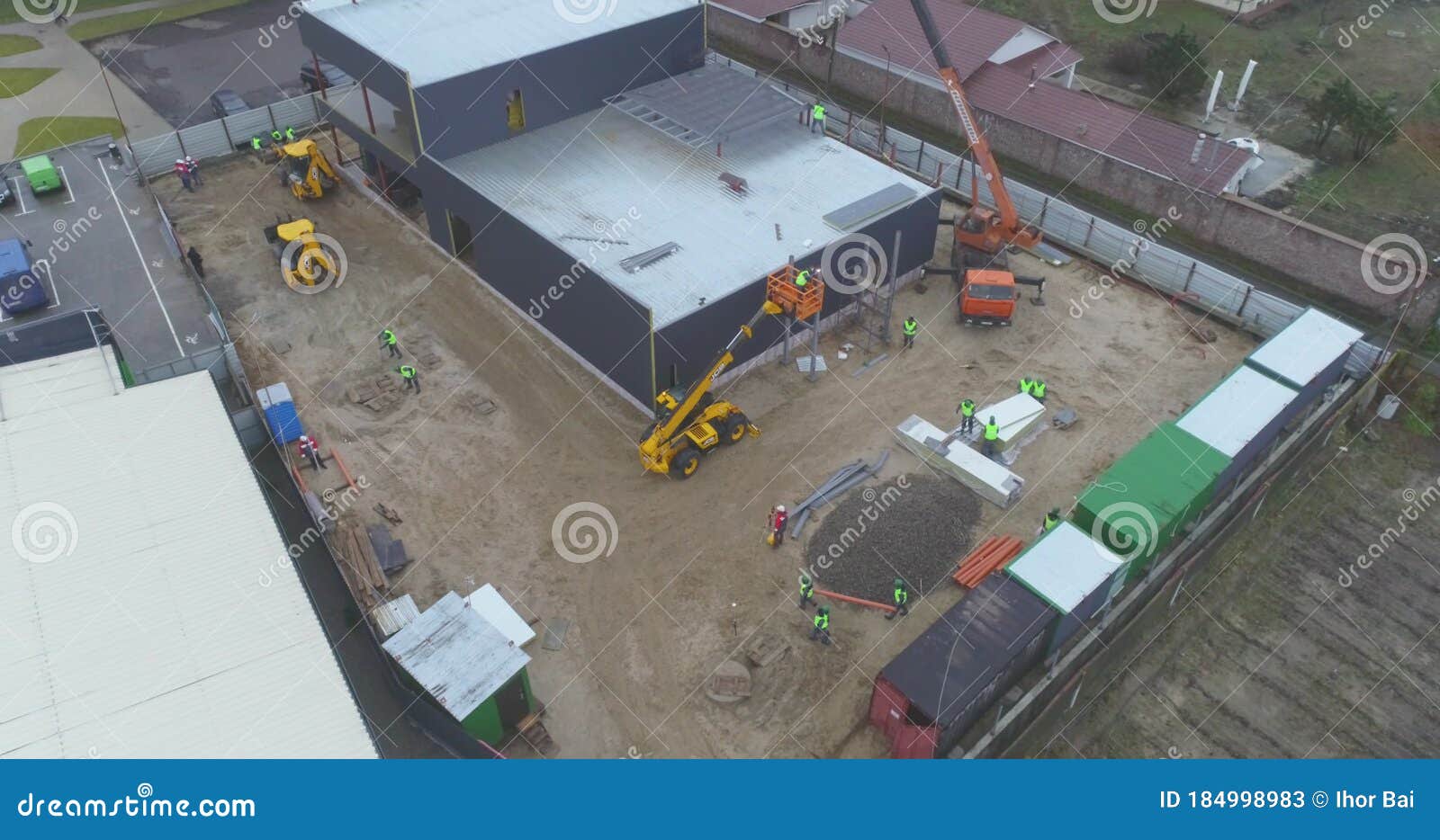 Construction of a New Store Top View. Construction Site from Above ...