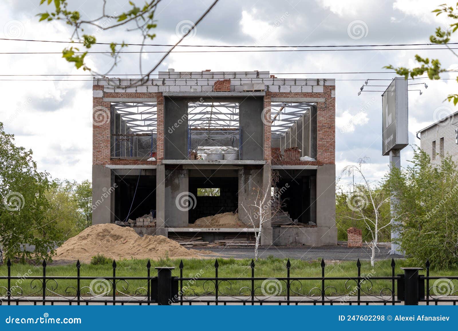 Construction of a New Two-storey Store Stock Photo - Image of ...