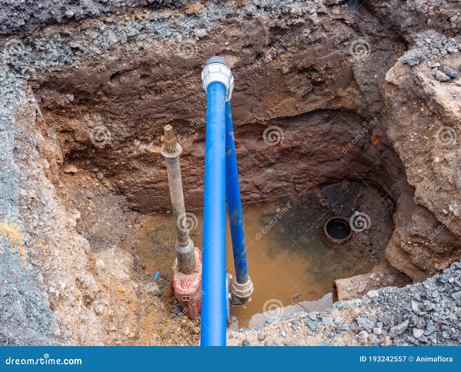 Construction of a New Water Pipe Stock Image - Image of work, frost ...