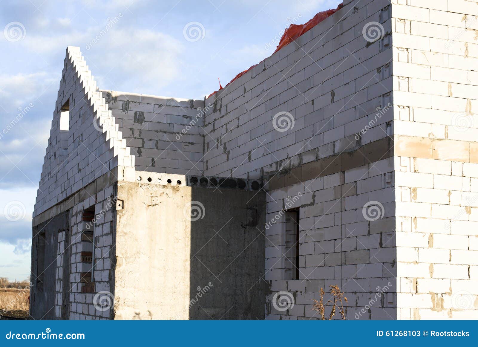 Construction of the New White Brick House Stock Image - Image of ...