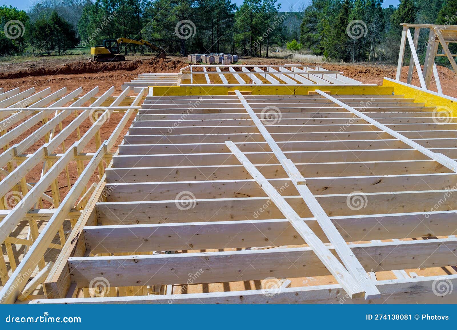 During the Construction of a Newly Constructed Wooden House, a Framing ...