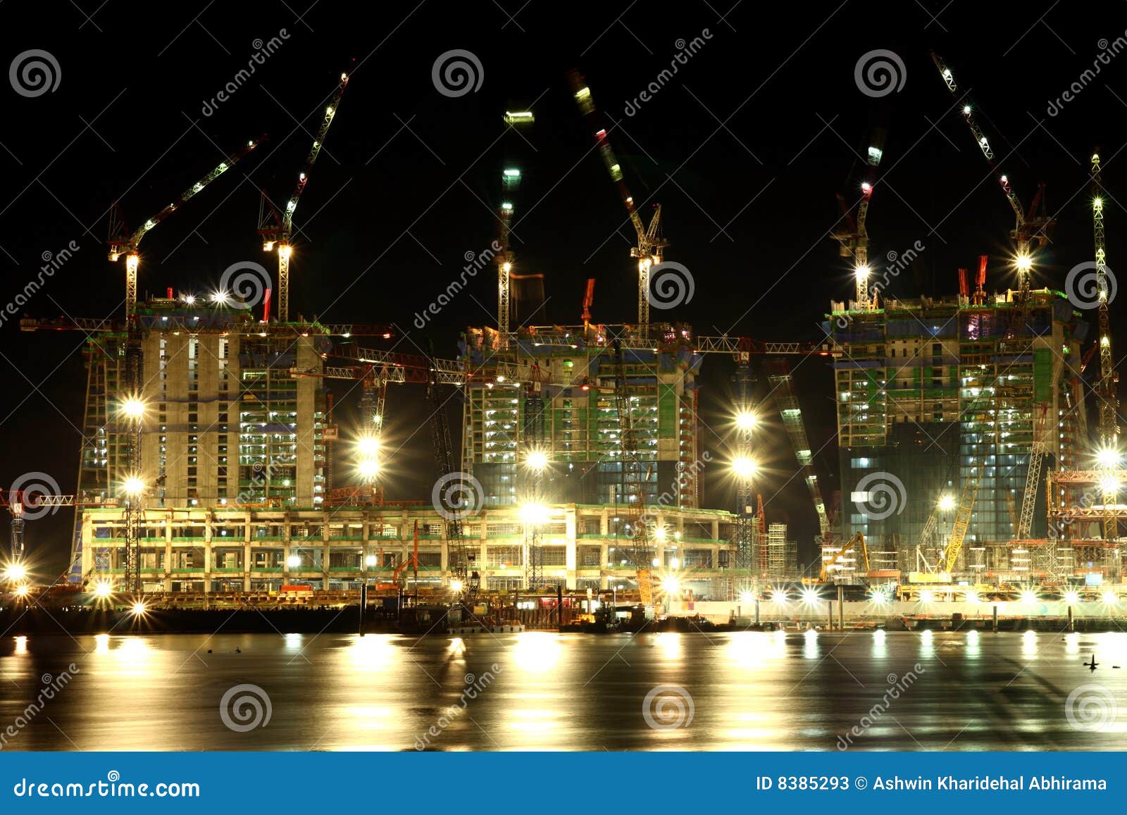 Construction at night. stock image. Image of cityscape - 8385293