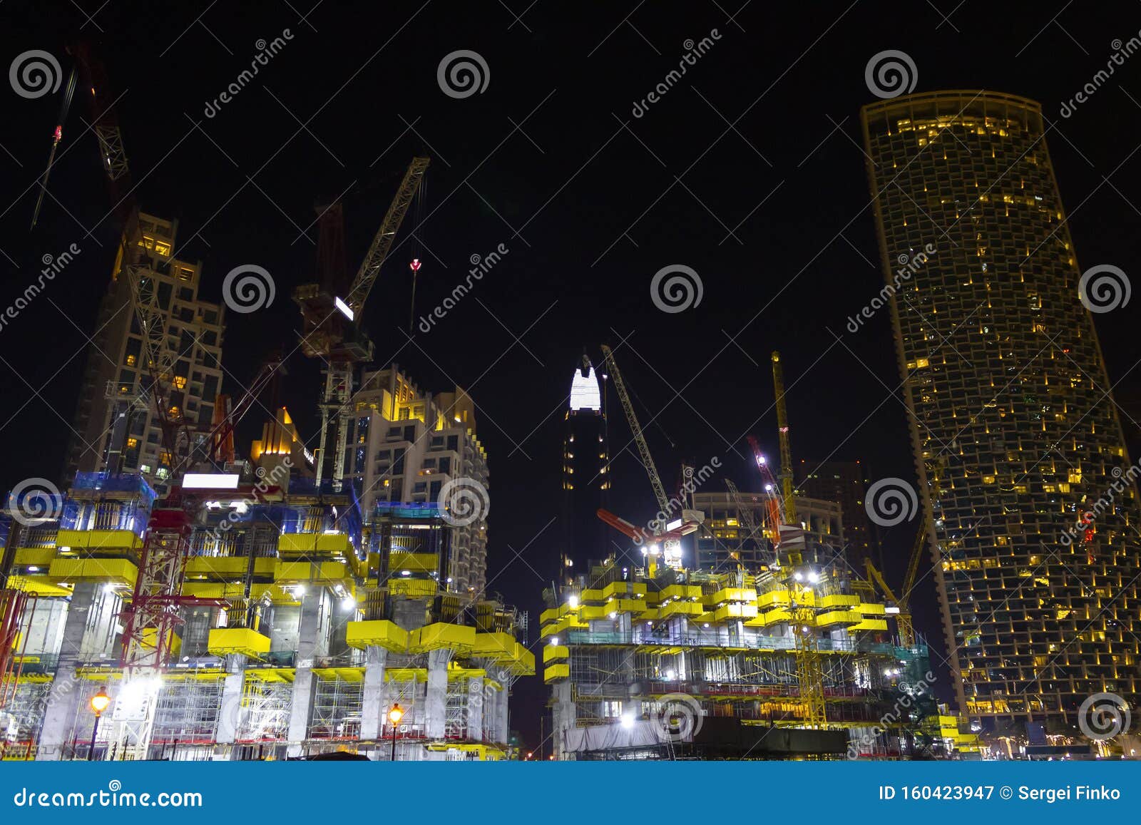 Construction at night stock image. Image of frame, incomplete - 160423947