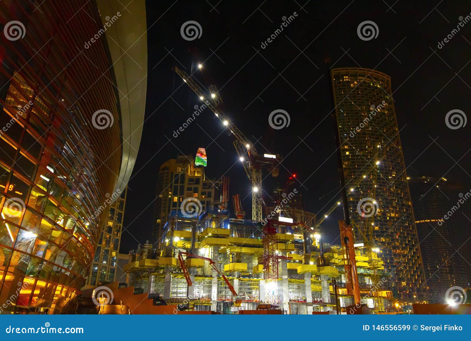 Construction at night stock image. Image of light, estate - 146556599
