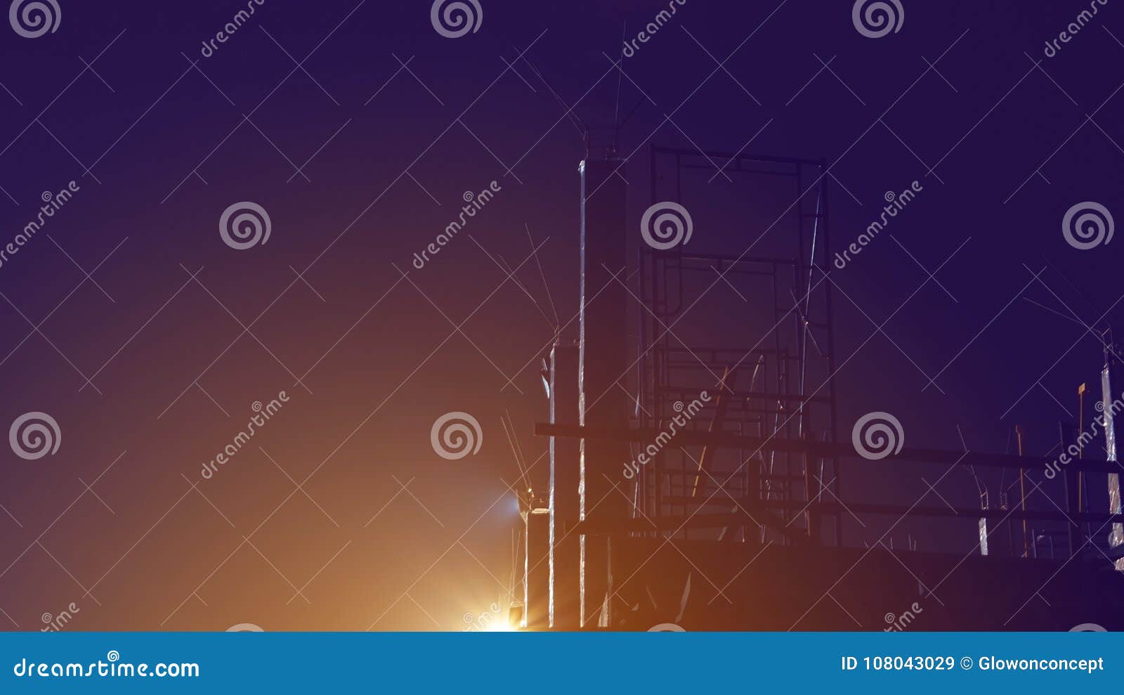 Construction at Night Structure with Light Building Stock Image - Image ...