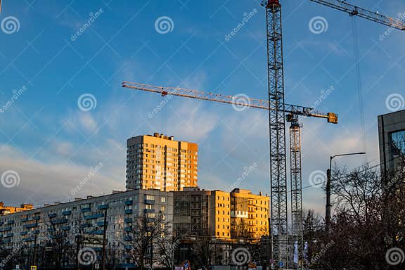 Construction of an Object in a Residential Complex Stock Image - Image ...