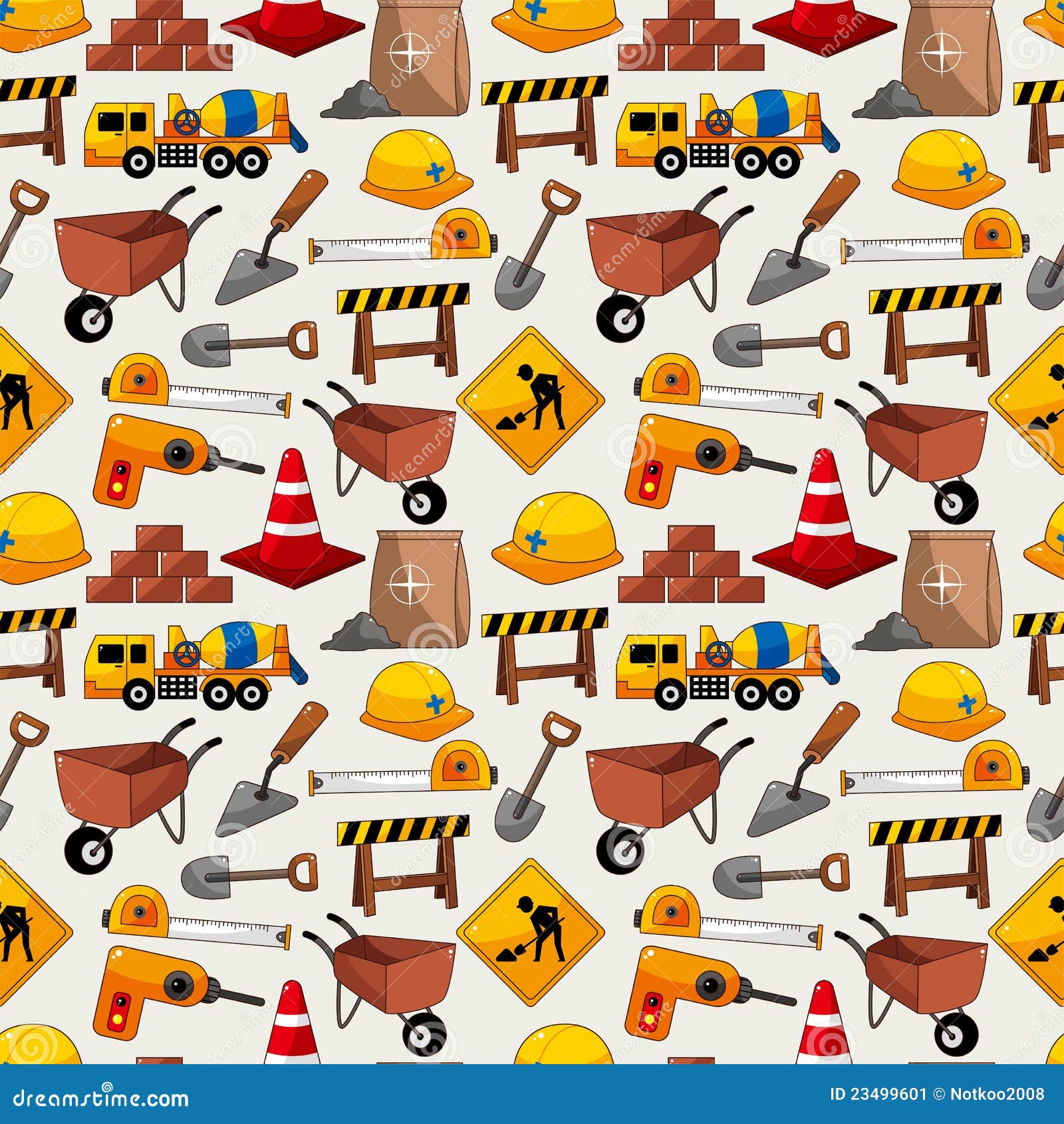 Construction Object Seamless Pattern Stock Vector - Illustration of ...