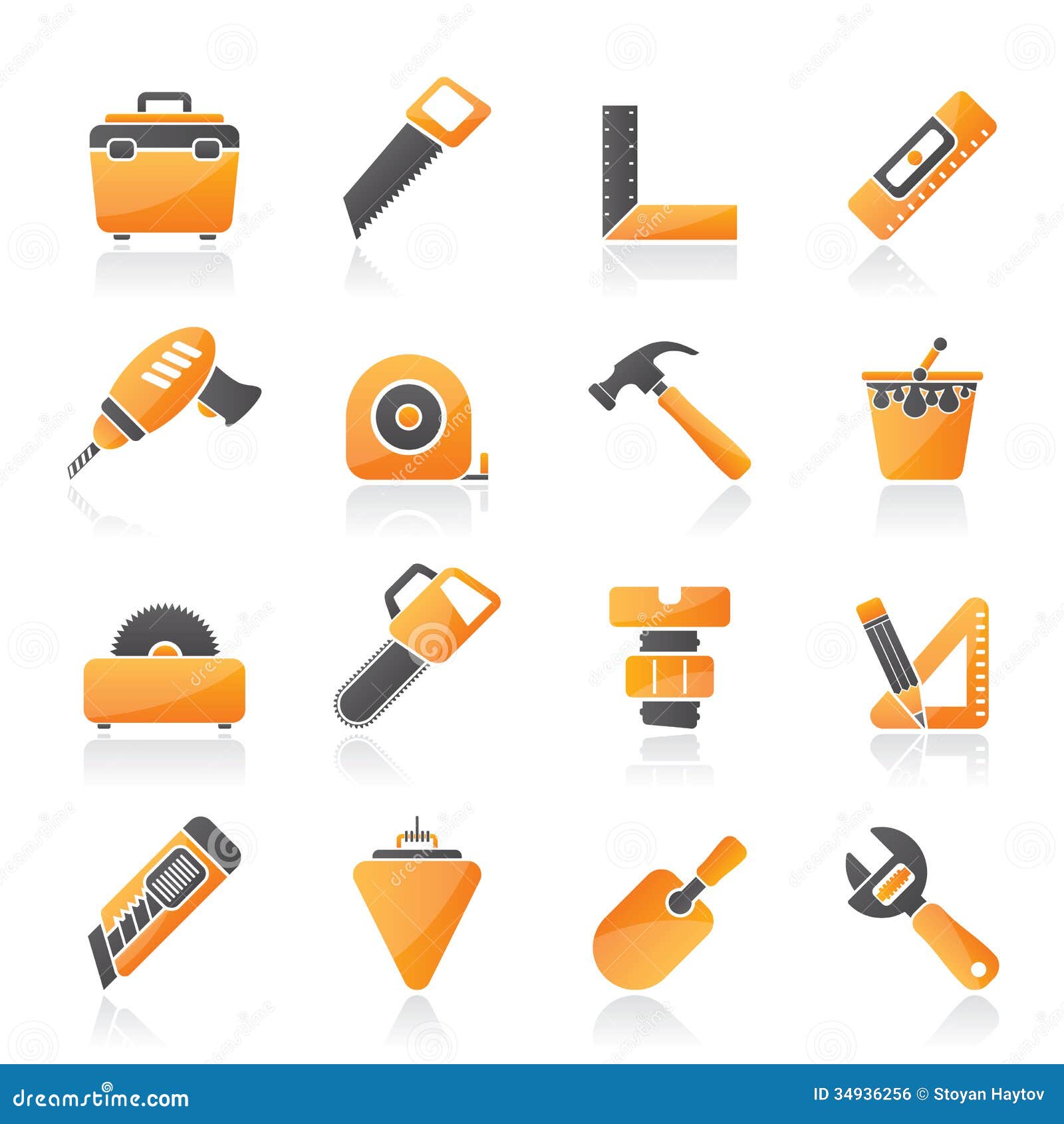 Construction Objects and Tools Icons Stock Vector - Illustration of ...