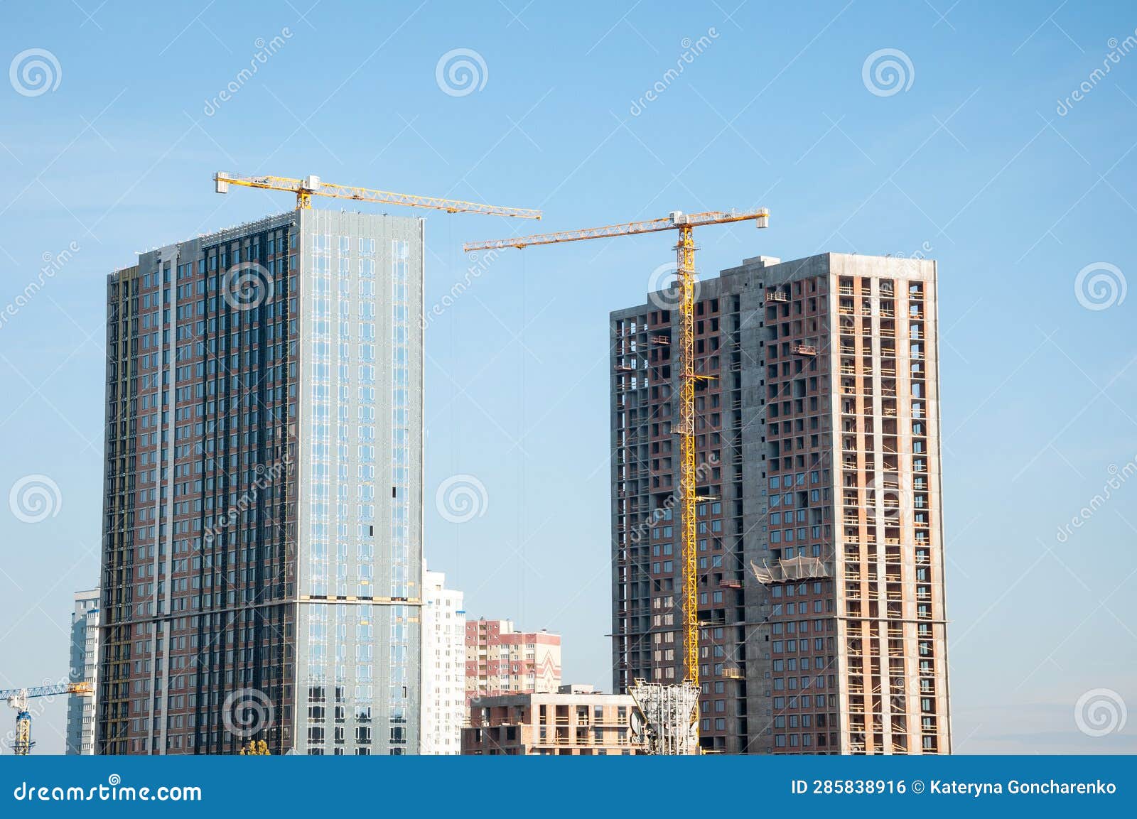 Construction Od Building. Industrial Crane at Construction Site ...
