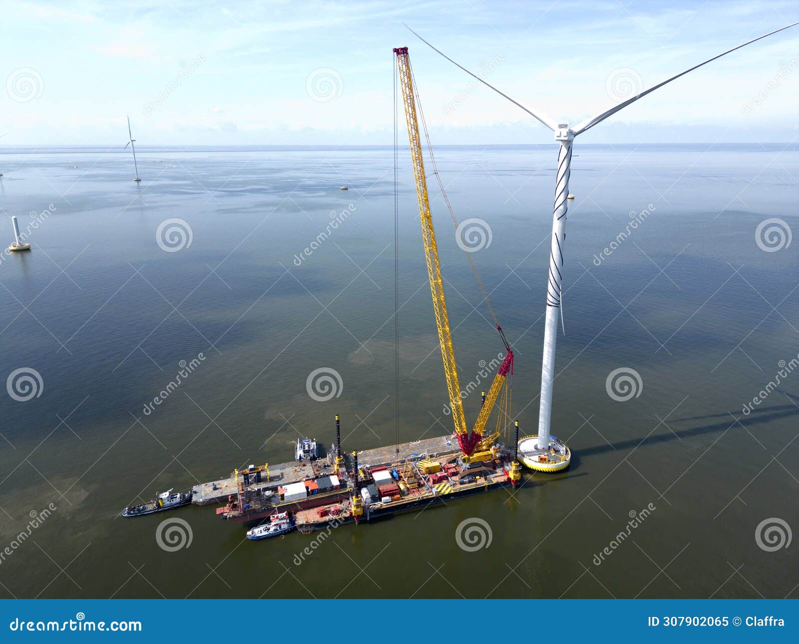 Construction of an Offshore Windpark Stock Image - Image of windmill ...