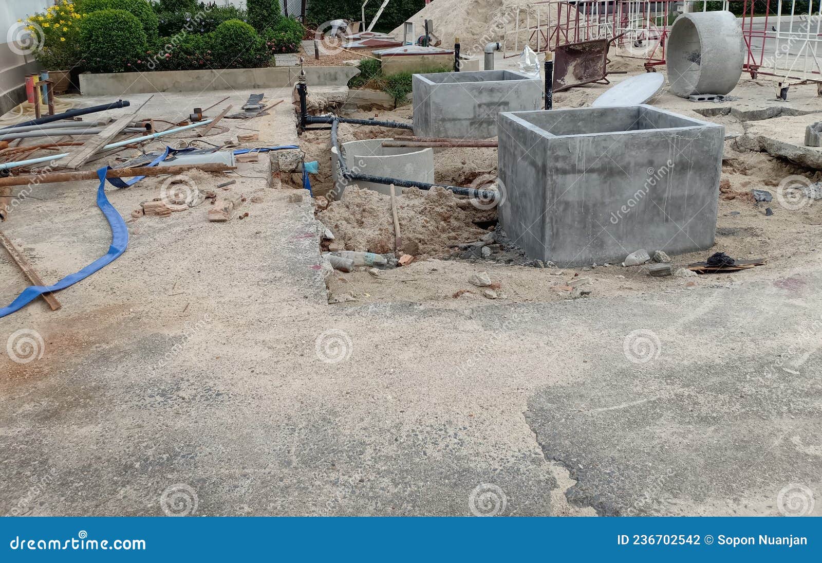 Construction of Oil Tanks Underground in a Gas Station. Structure Stock ...
