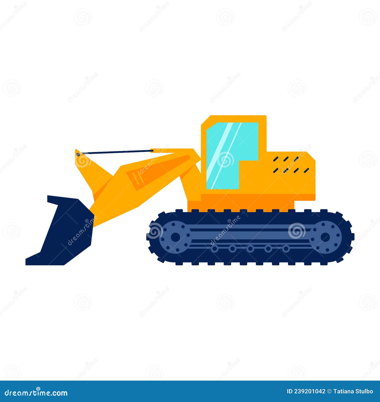 Construction Orange Excavator Side View Isolated on White Background ...