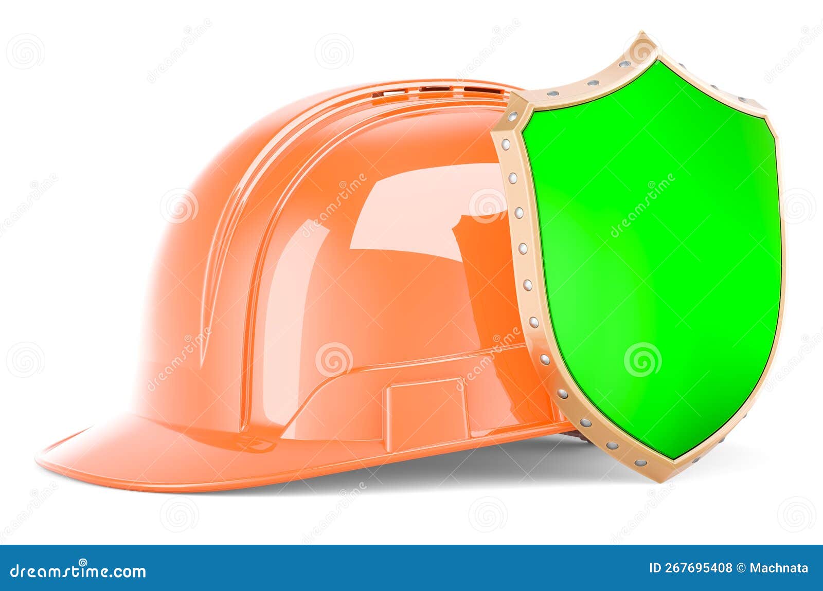 Construction Orange Hard Hat with Shield, 3D Rendering Stock ...