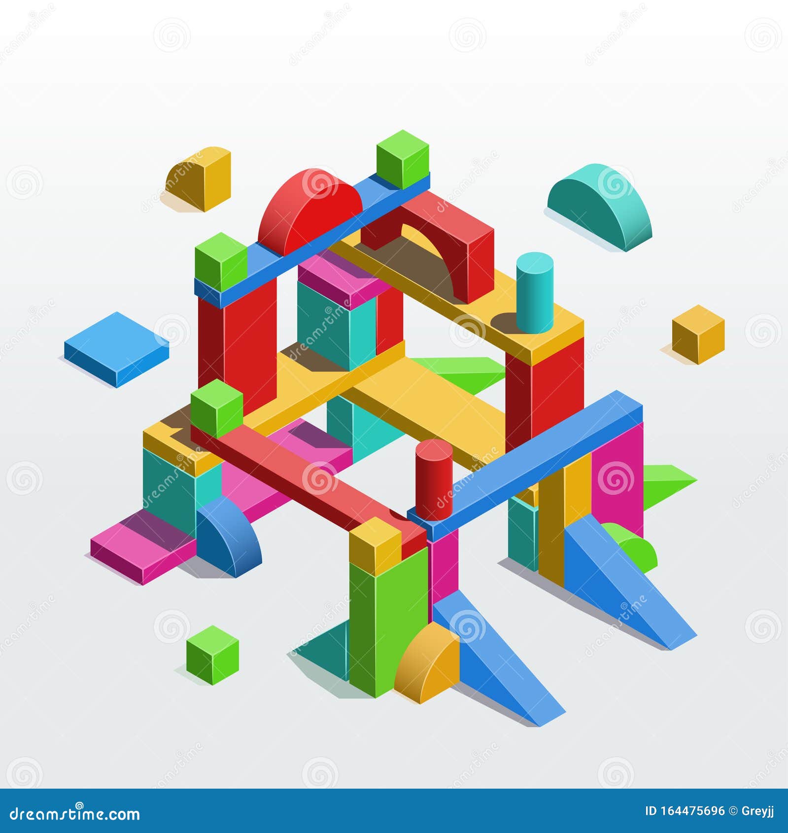 Construction Out of Toy Unit Blocks. Isometry Stock Vector ...