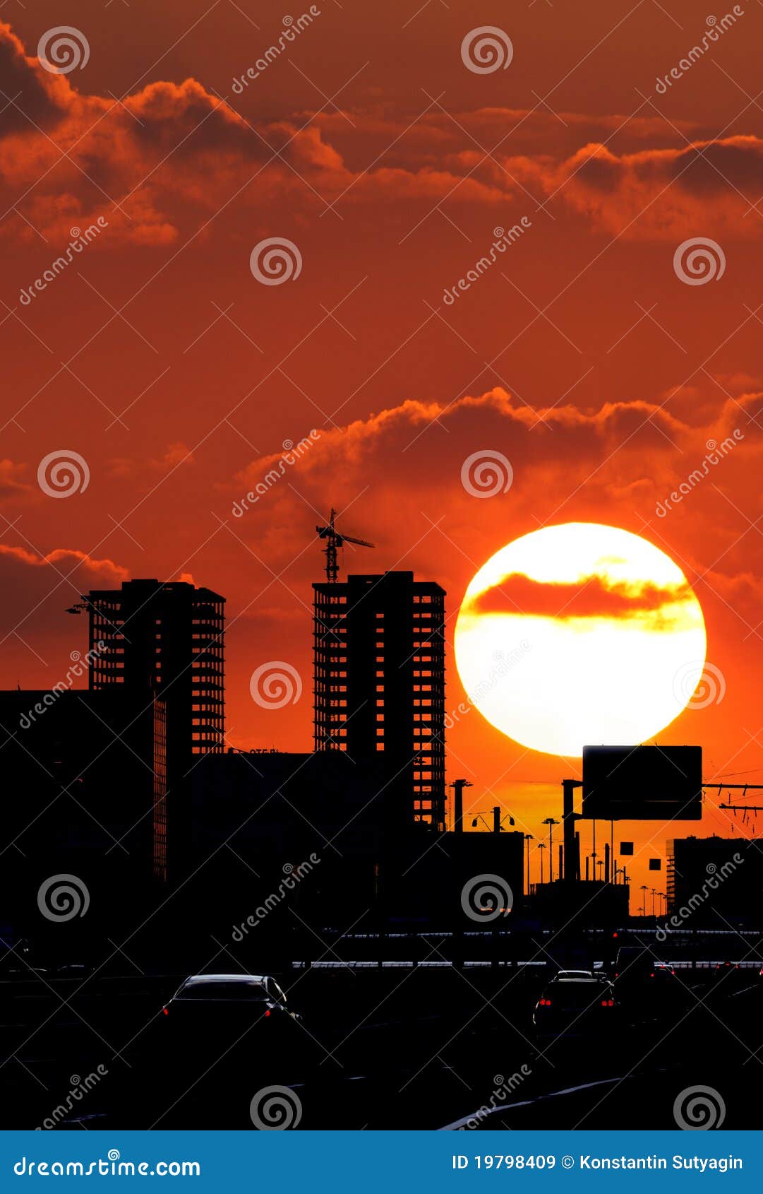 Construction over sunset stock image. Image of buildings - 19798409