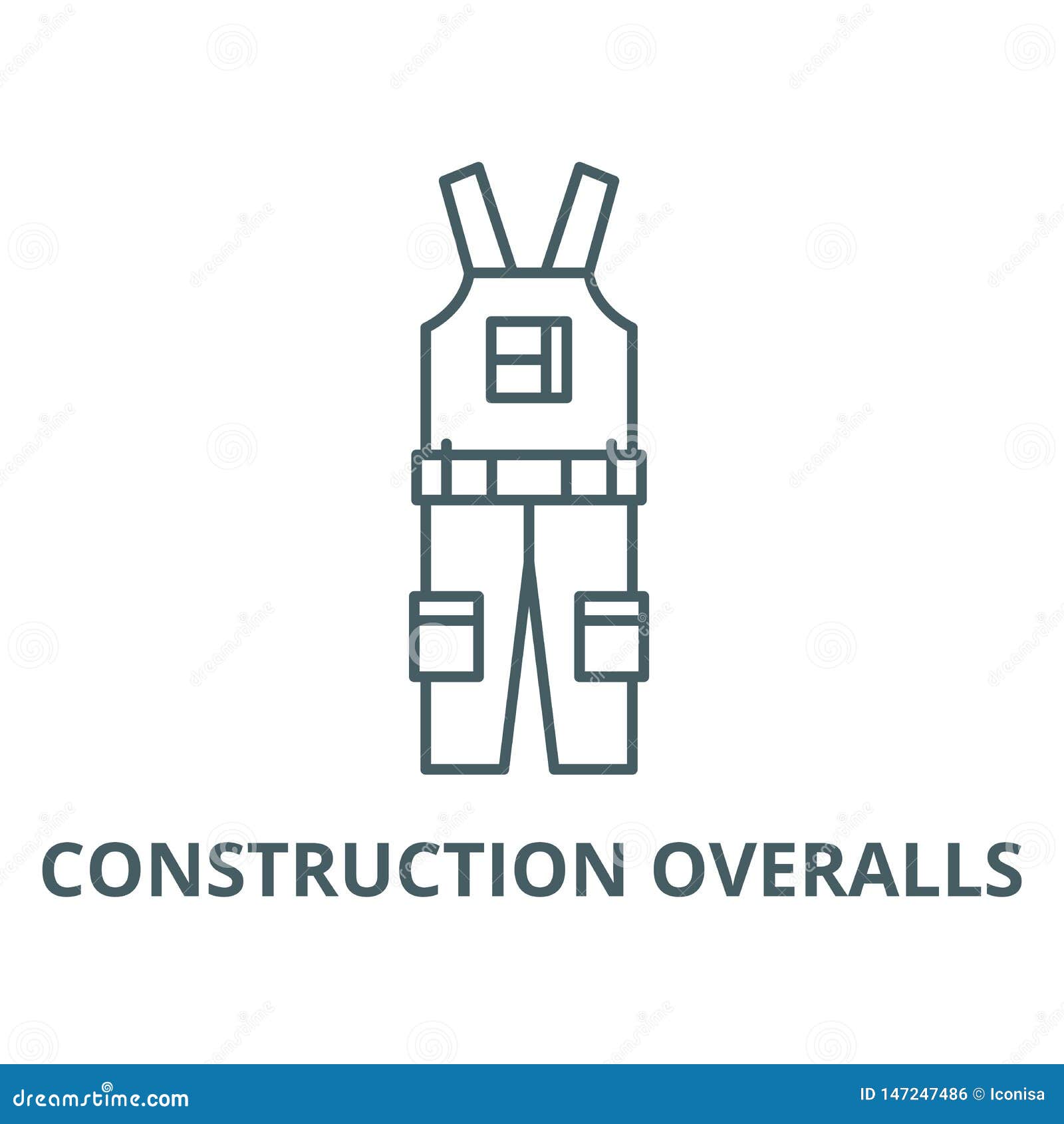 Construction Overalls Vector Line Icon, Linear Concept, Outline Sign ...