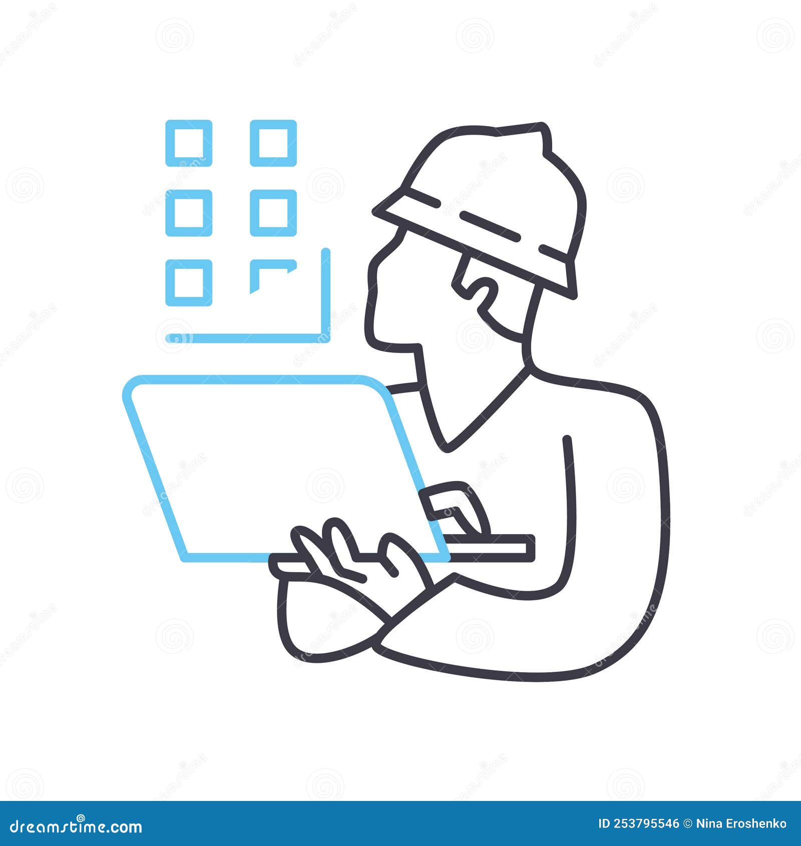 Construction Oversight Line Icon, Outline Symbol, Vector Illustration ...